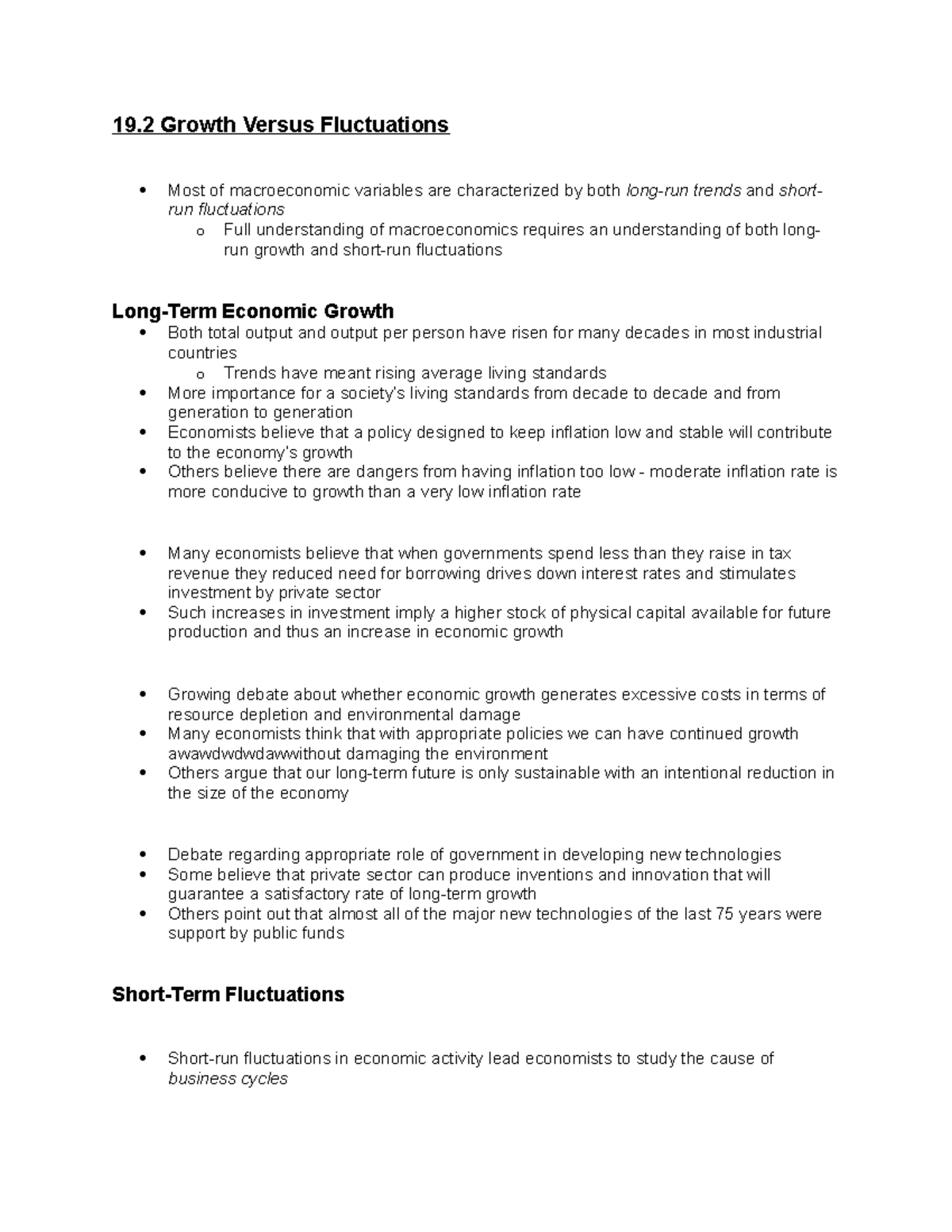Chapter 19 - notes based on lecture and textbook - 19 Growth Versus ...