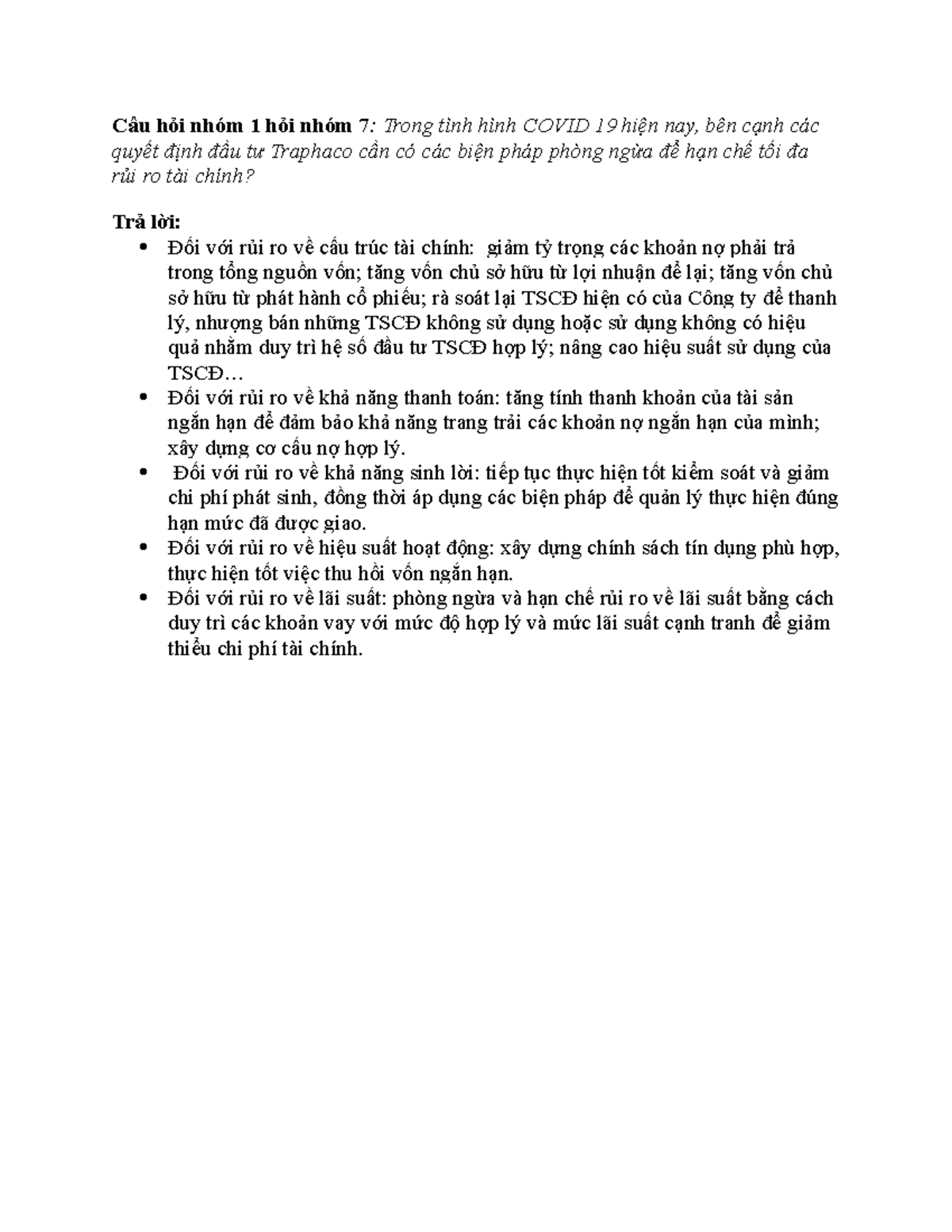 Trả lời câu hỏi btl TCTT nhóm 7 - tiền tệ ngân hàng - Studocu