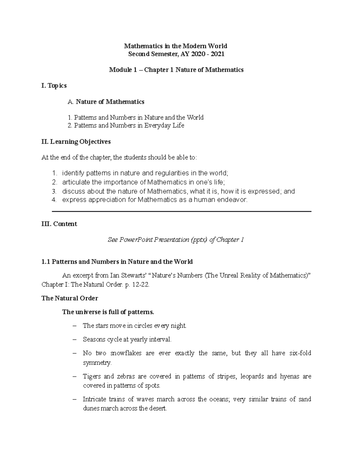 Module 1 Math MW HGVAngeles - Mathematics in the Modern World Second ...