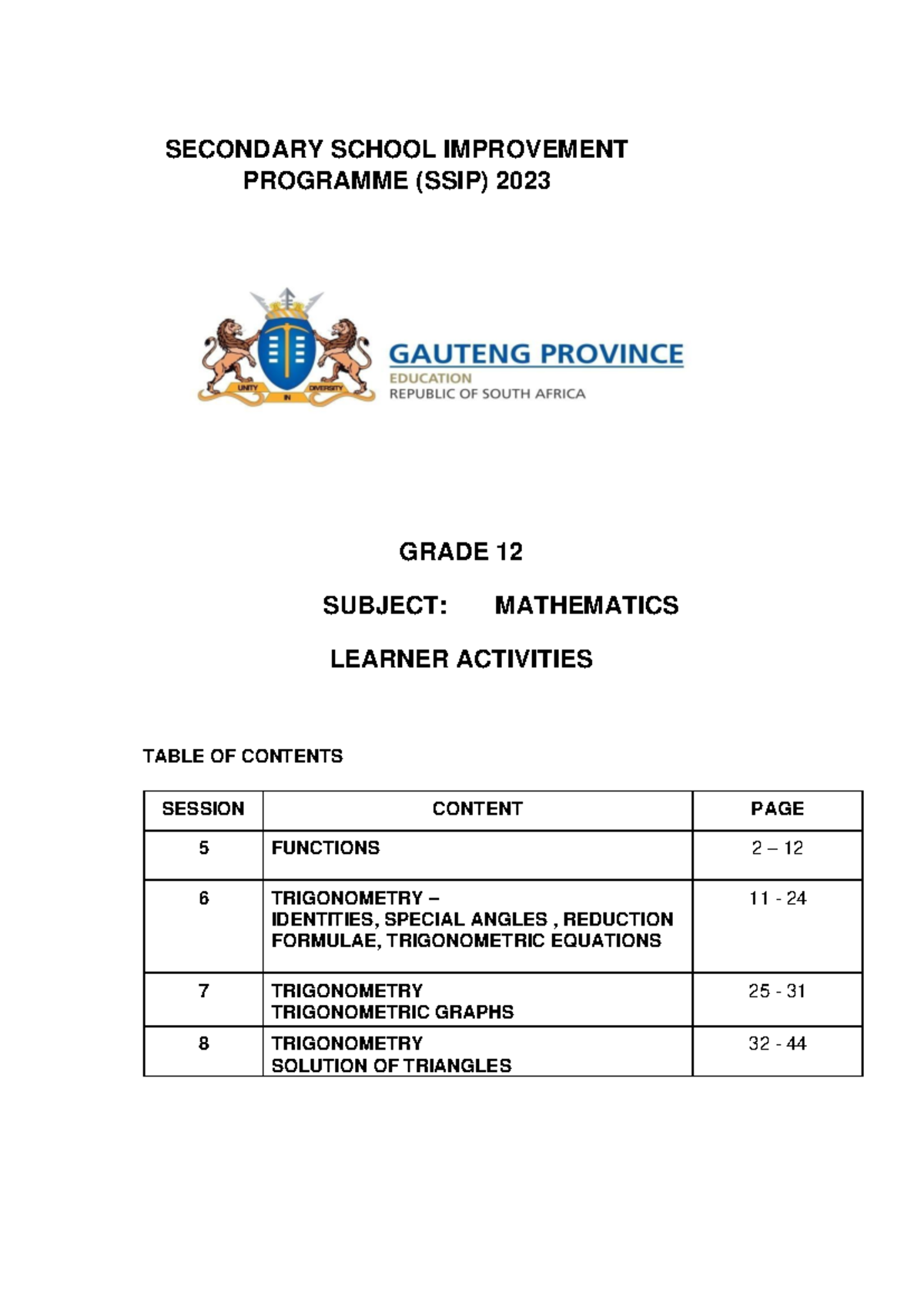 2023 SSIP FOR Learners TERM 1 Session 5 -8 - SECONDARY SCHOOL ...