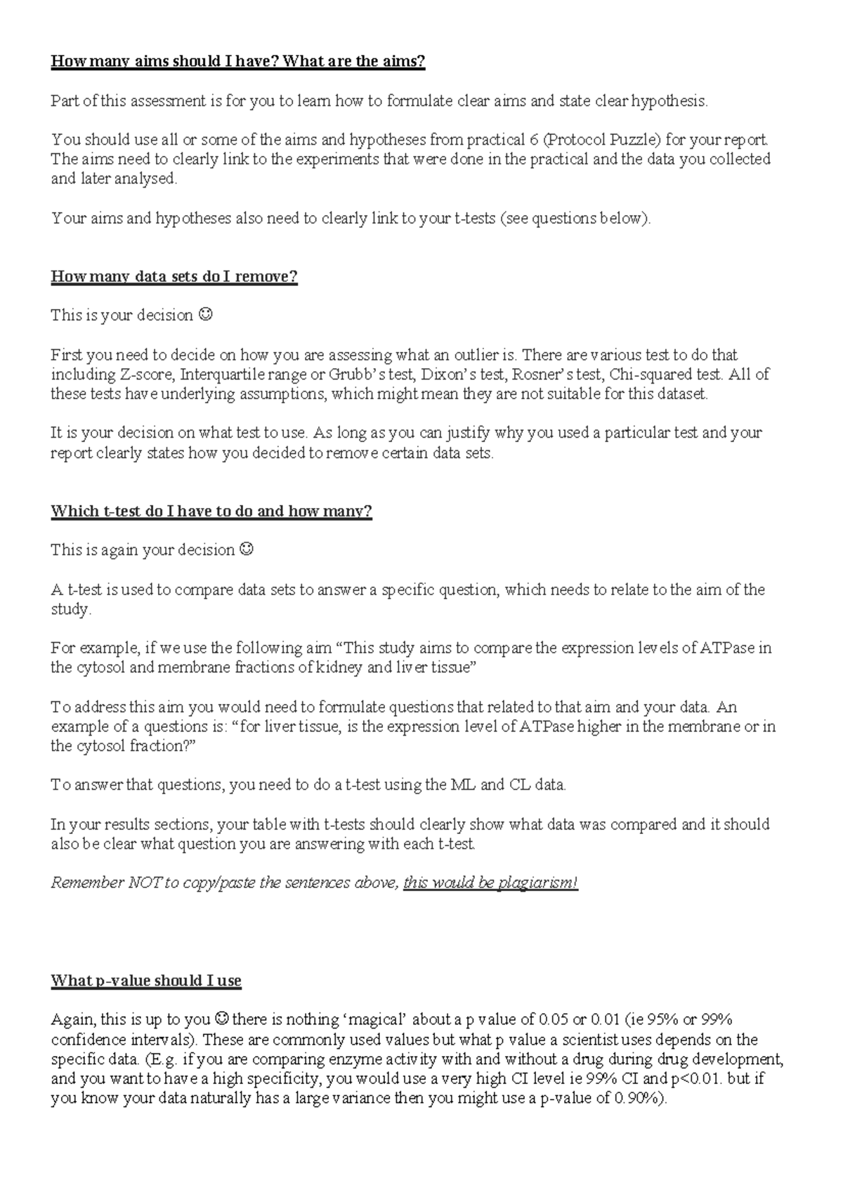 Prac Report Writeup ATPase Activity FAQ - How many aims should I have ...