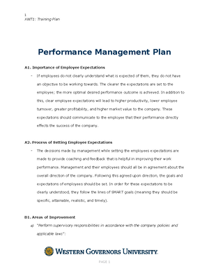 C235 Training and Development Task 1 Submission - XWT1: Training Plan ...