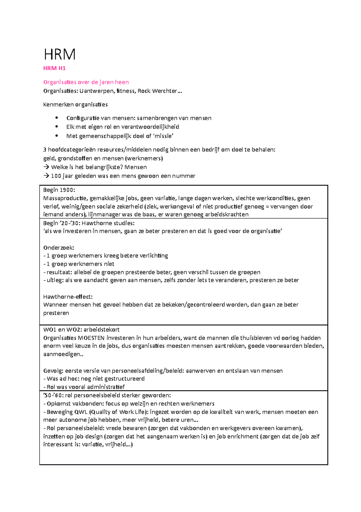 Samenvatting van het handboek van HRM - HRM HRM H Organisaties over de ...