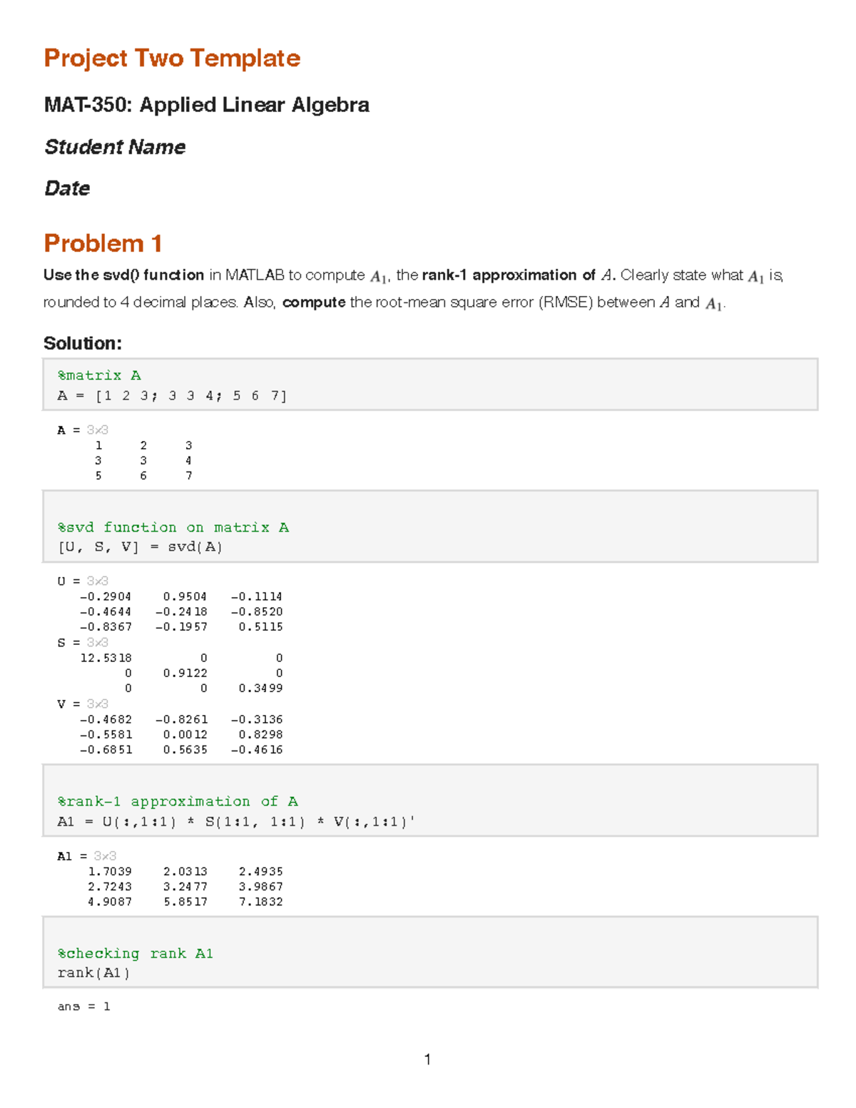 Project Two Template - Project Two Template MAT-350: Applied Linear ...