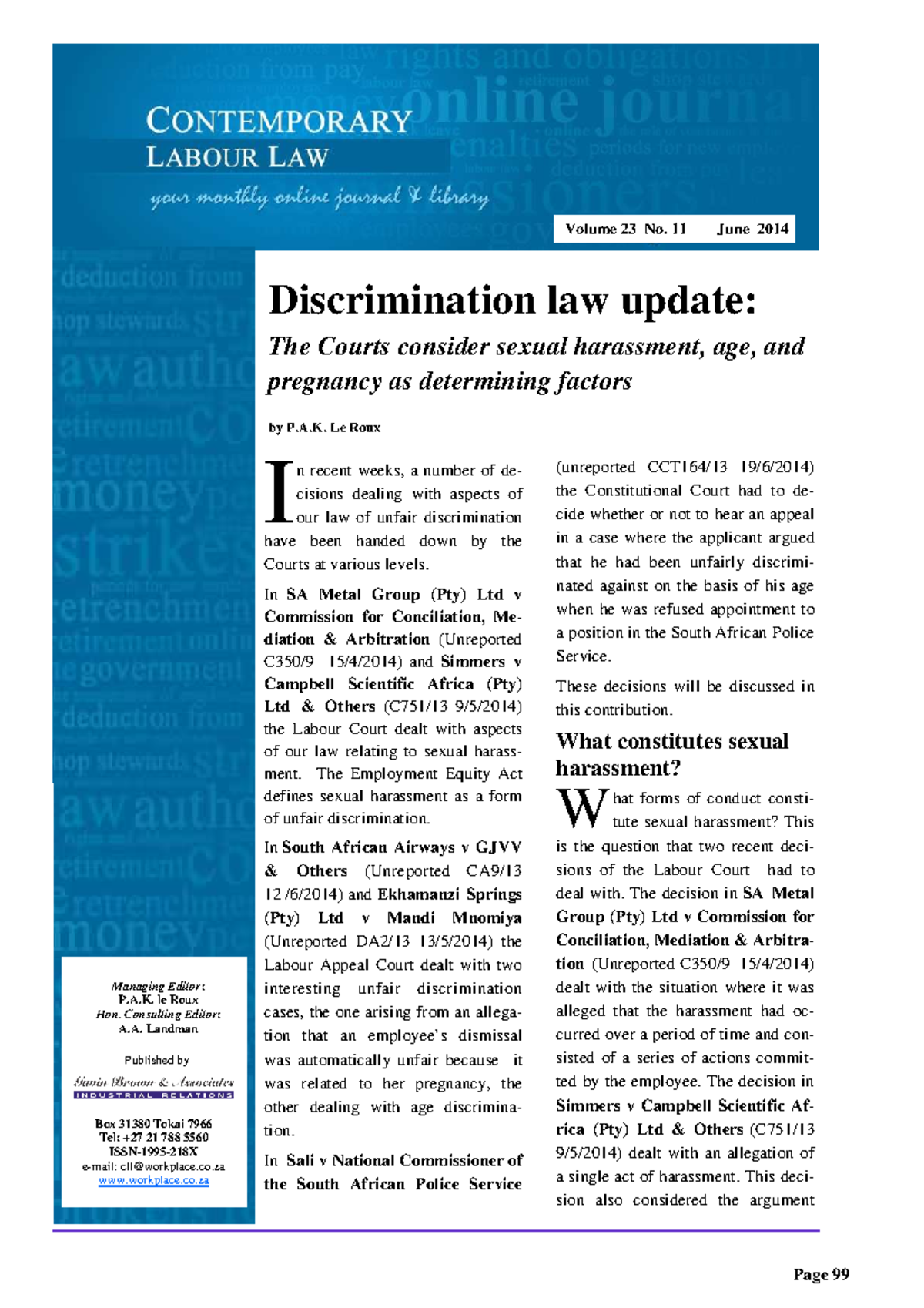 Case law article - The requirements of section 64(1), i.e. the referral ...