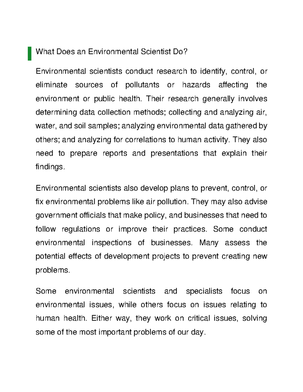 What Does an Environmental Scientist Do - What Does an Environmental ...