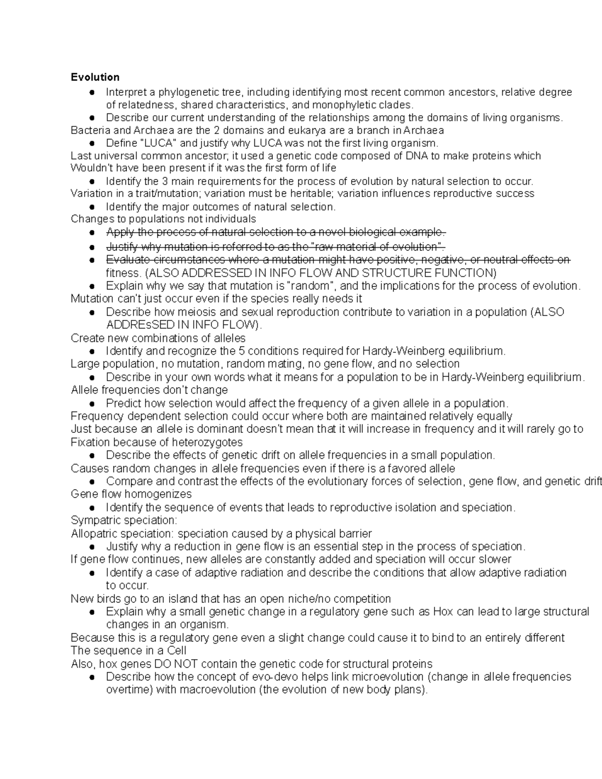 Evolution study guide - Professor Chaloner - Evolution Interpret a ...