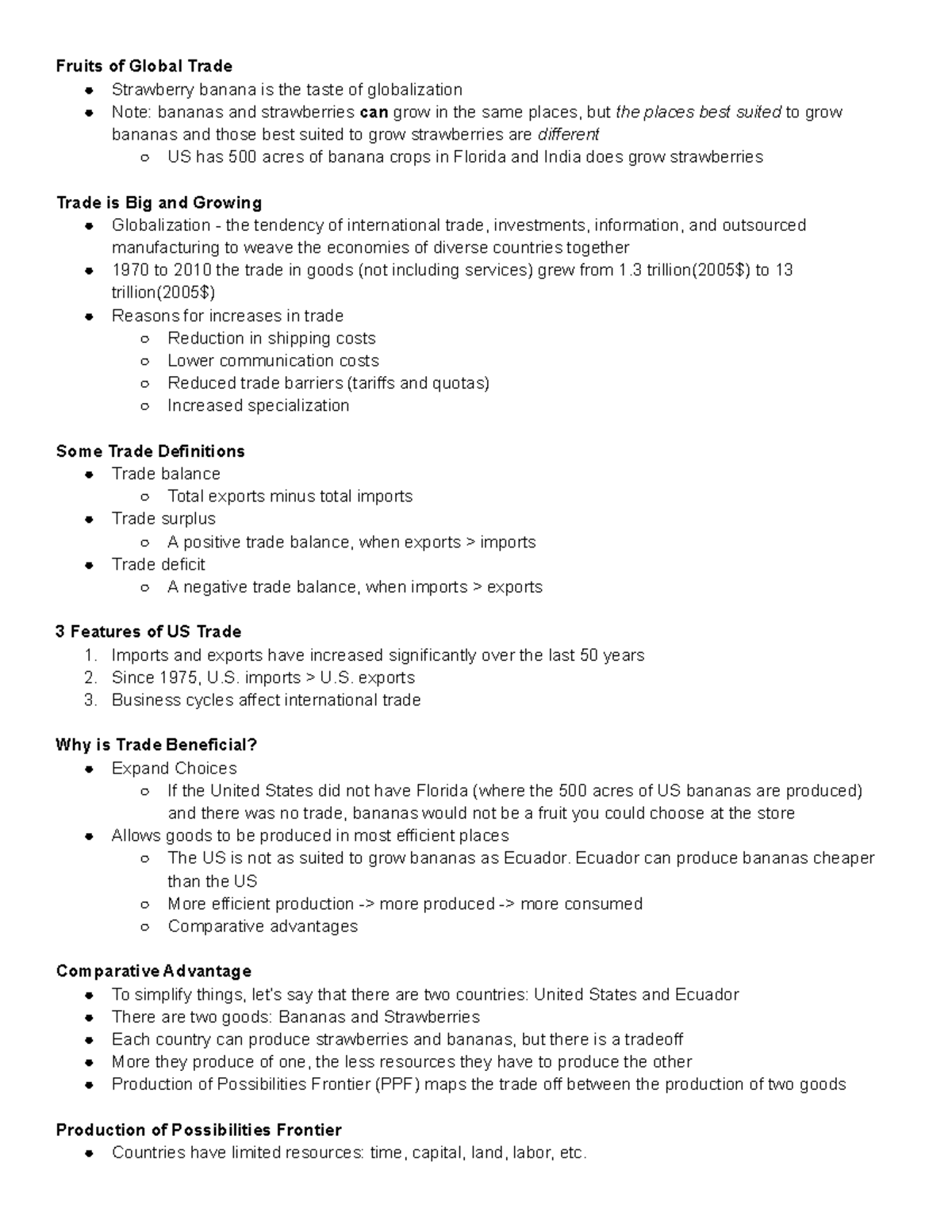 ECON 7 - ECON - Fruits of Global Trade Strawberry banana is the taste ...