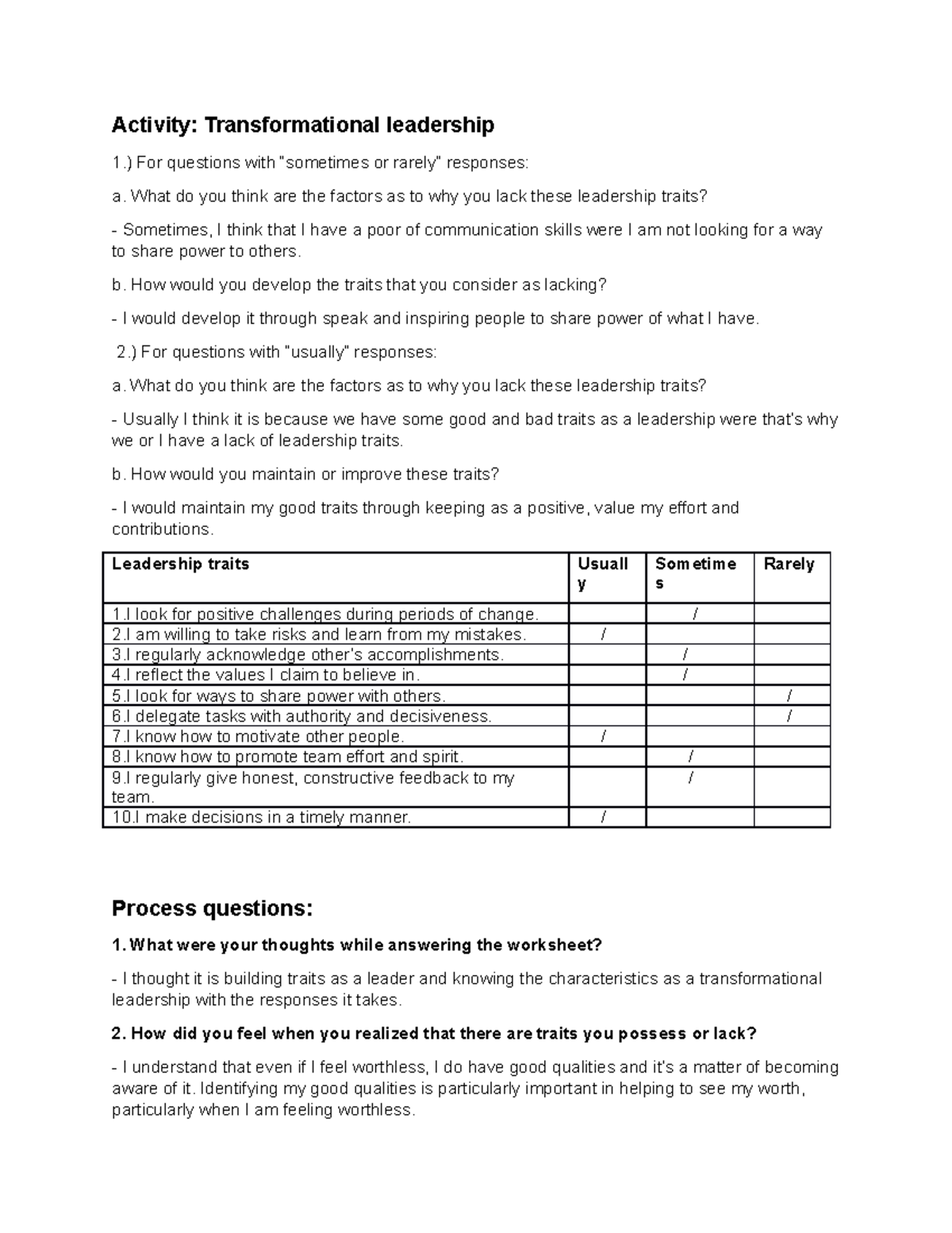 Activity. transformational leadership , leadership transformational ...