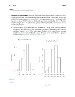 Homework 4 STAT 2050 - STAT 2050 HOMEWORK 4 NAME__________ GRADE________/ The uric acid values ...