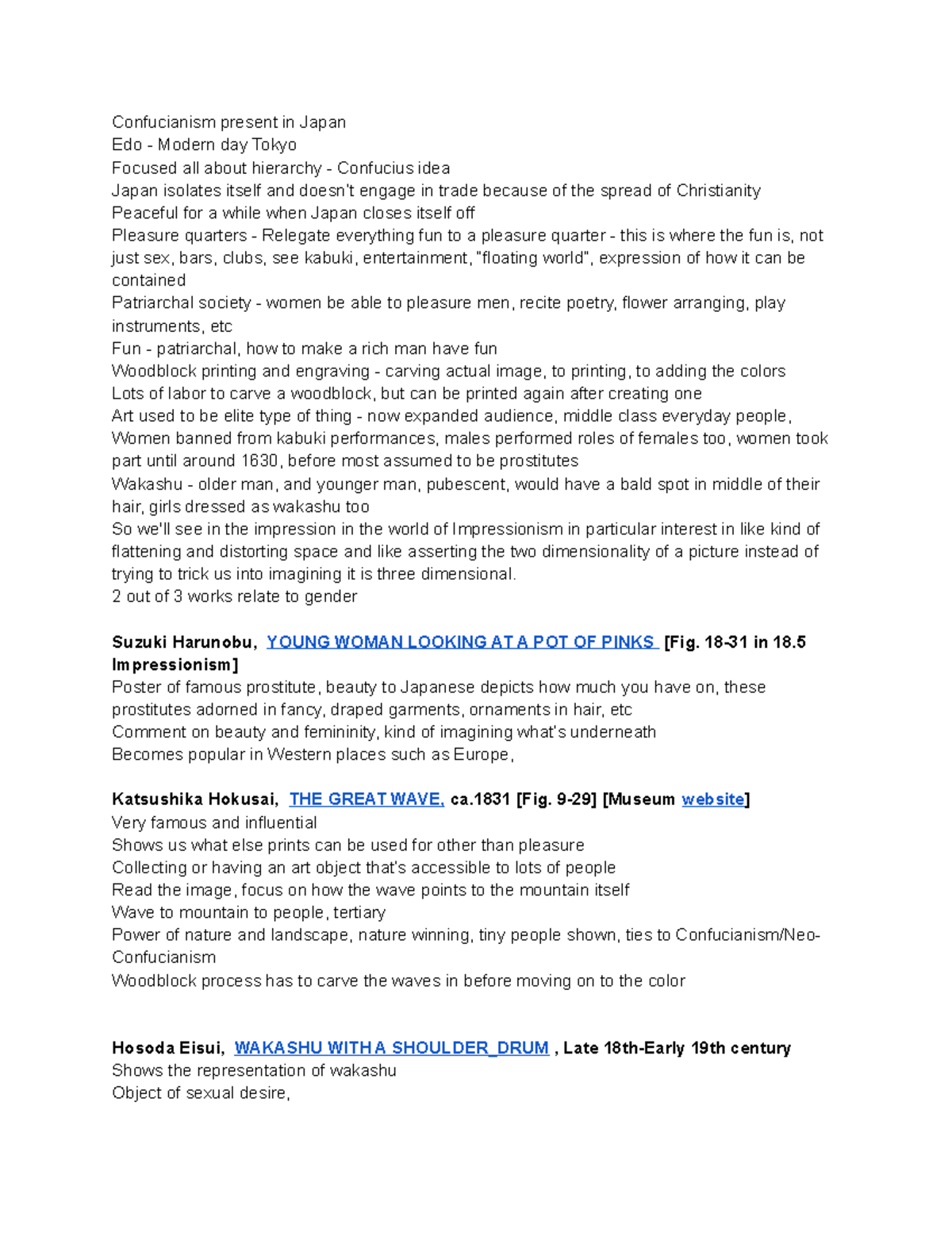 Class 20 Japan, Woodblock Prints (1600 - 1860) Notes - Confucianism ...