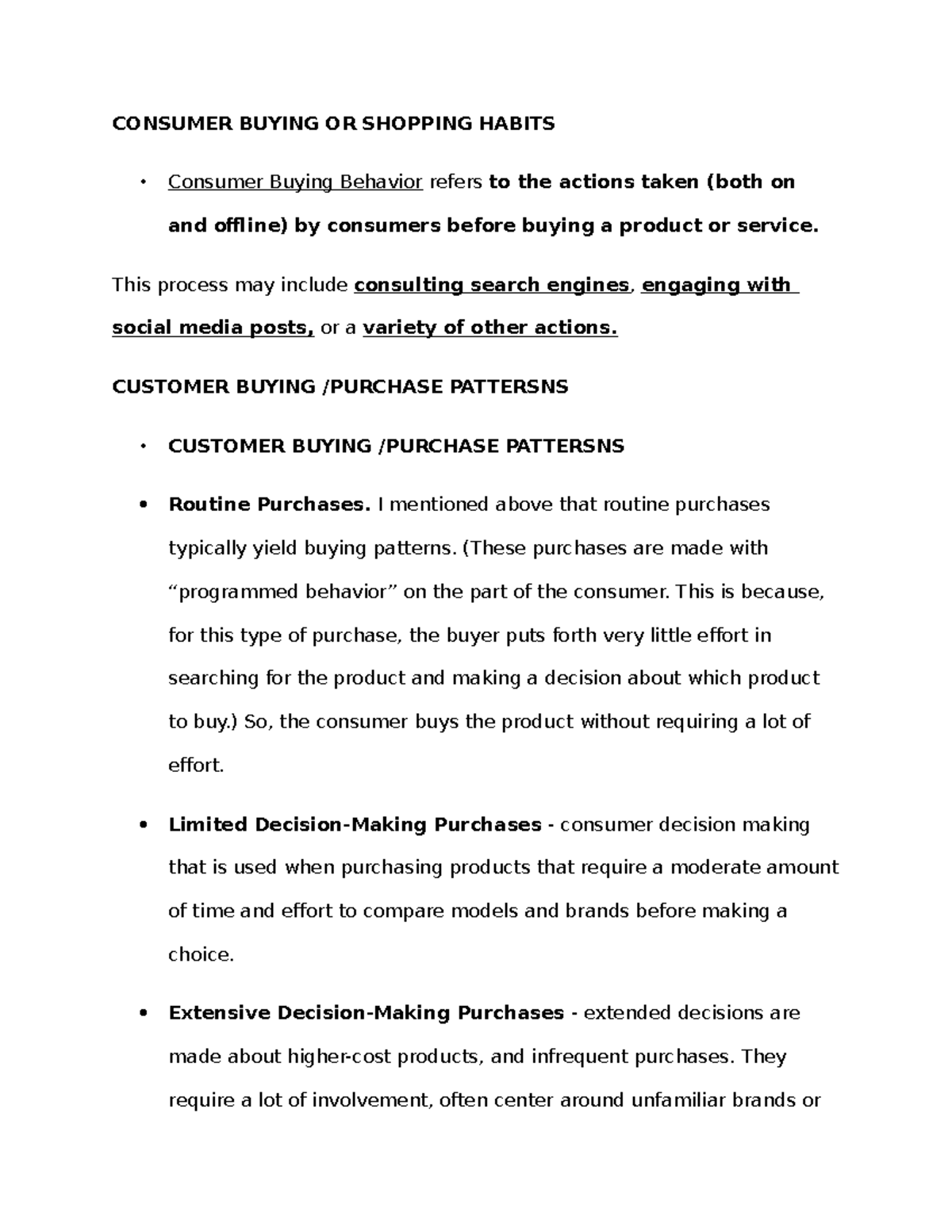 Consumer Buying OR Shopping Habits - CONSUMER BUYING OR SHOPPING HABITS ...