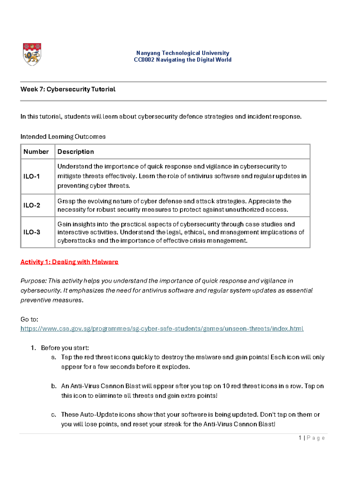 Week 7 Tutorial (Students) - Modified - CC0002 Navigating the Digital World Week 7 ...