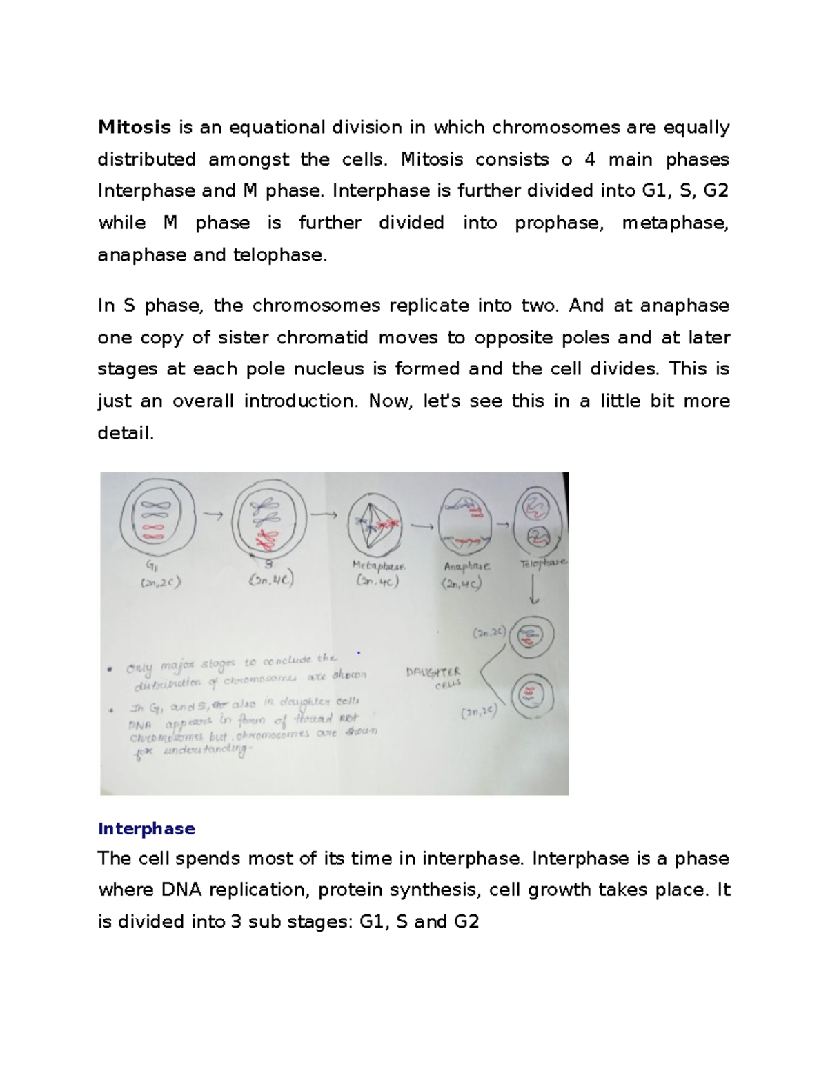 Cell Division - Study materials for this course. - Mitosis is an equational division in which ...