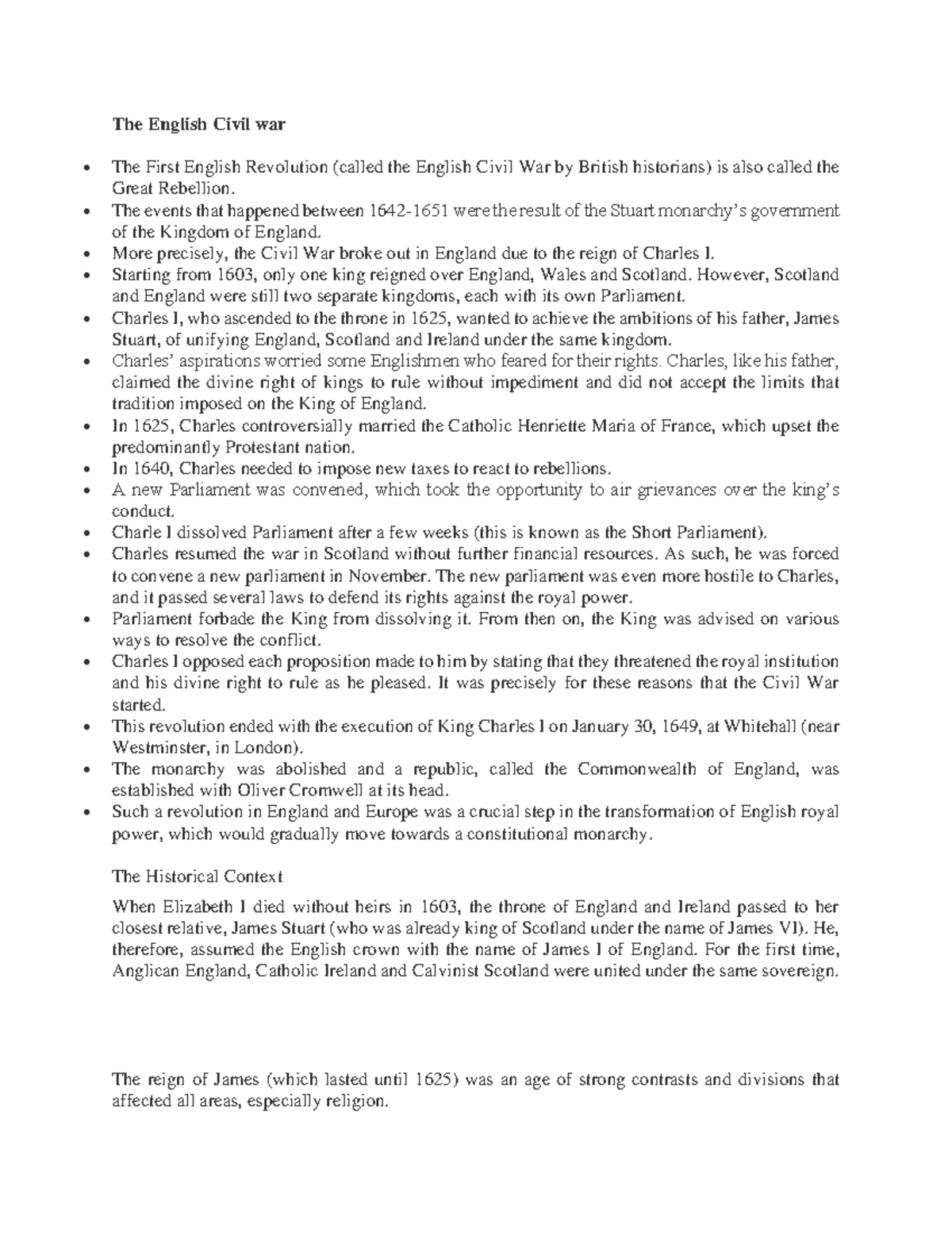 The English Revolution - The English Civil war The First English ...