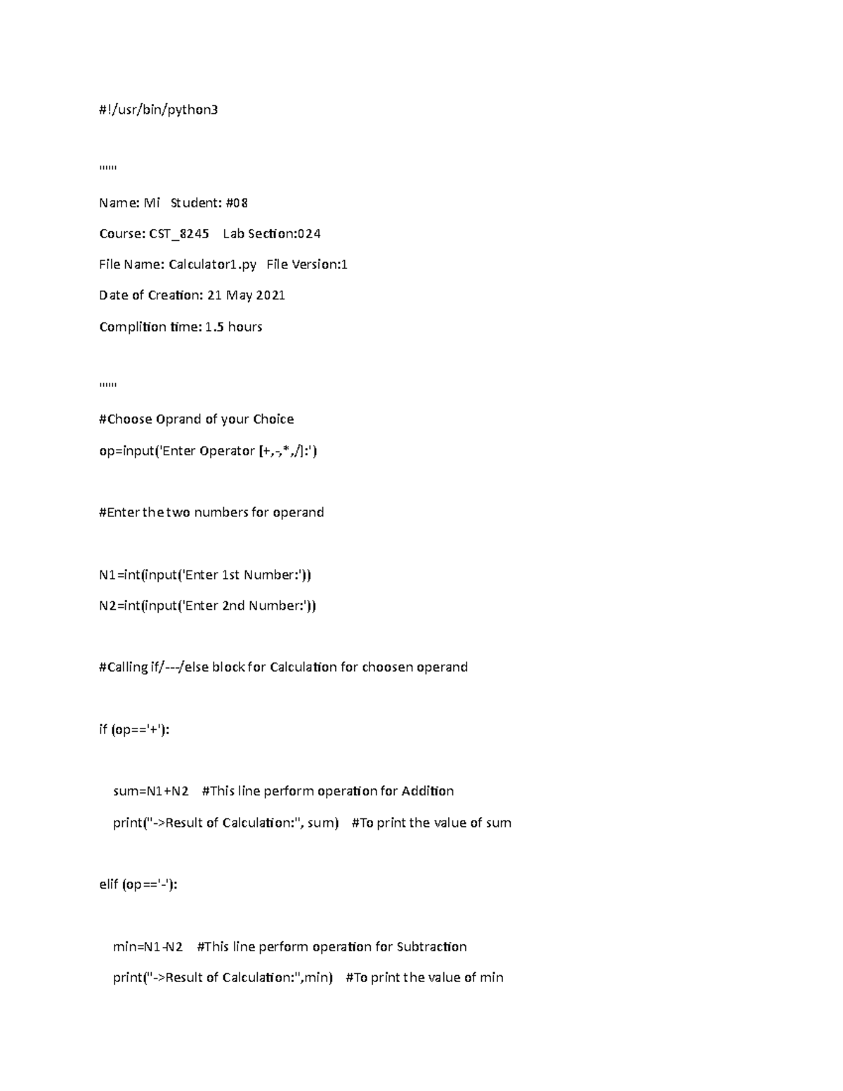 Pate Lab 1 Test Plan 2 - PateLab1_TestPlan2 - #!/usr/bin/python """Name ...