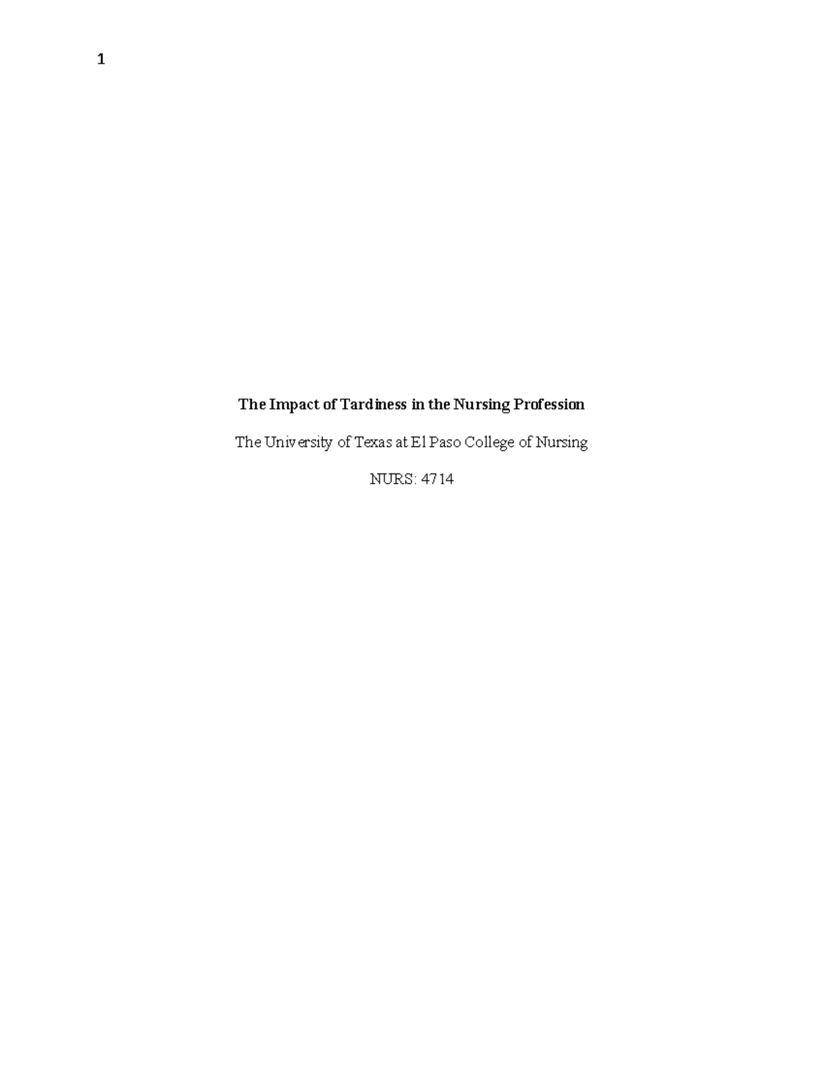 Tardiness - tary assignment for clinical vsim assignment - The Impact ...