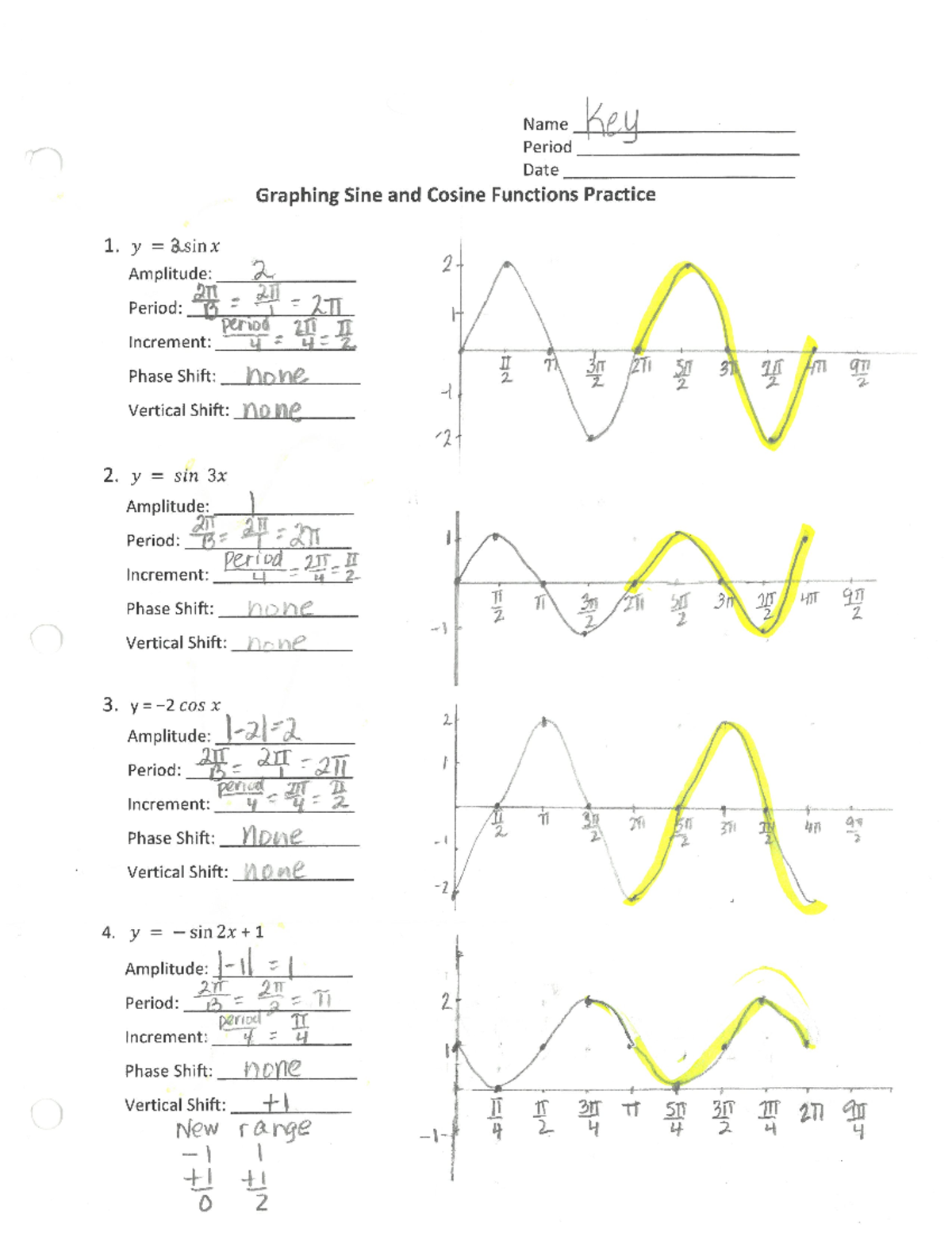 Graphing+Sine+and+Cosine+Functions+Practice - MTE 3 - Studocu