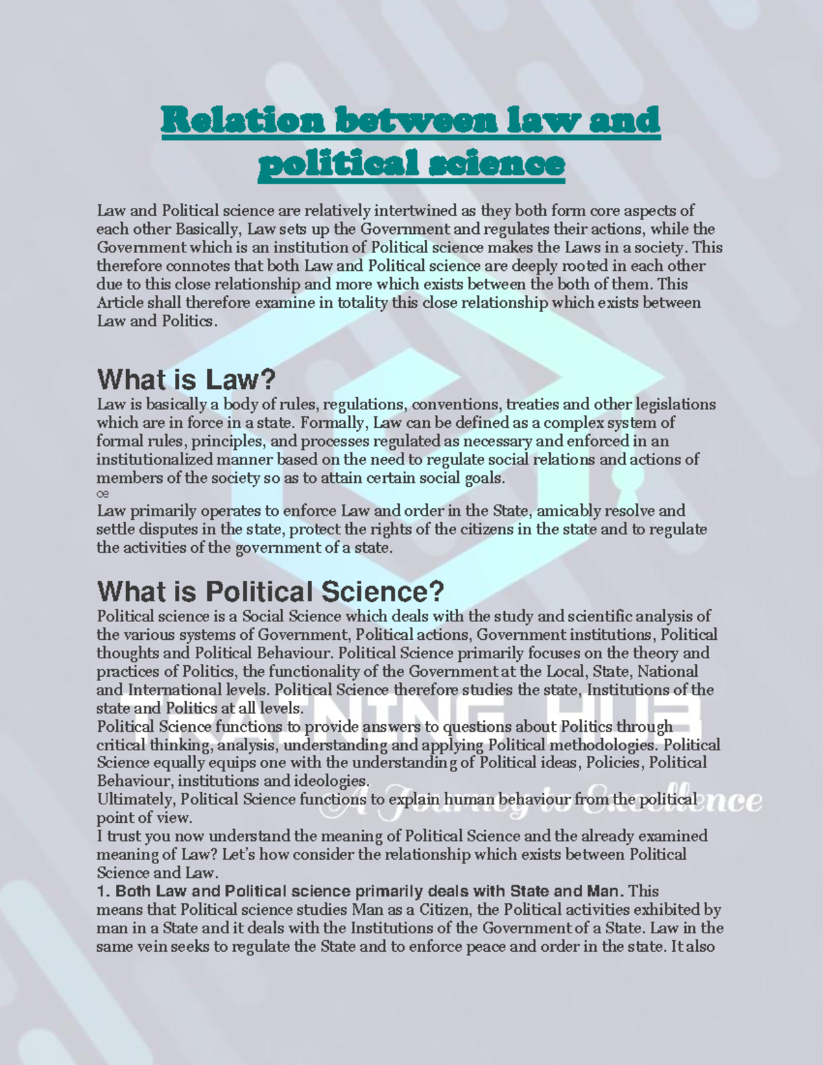 Relation between law and political science - Relation between law and ...