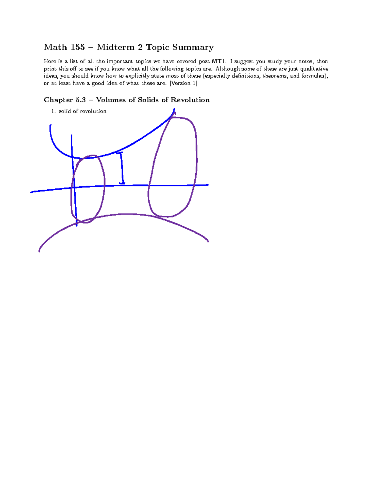 Math155 mt2 topic Summary-v1b[lecture] - Math 155 Midterm 2 Topic Summary Here is a list of all ...