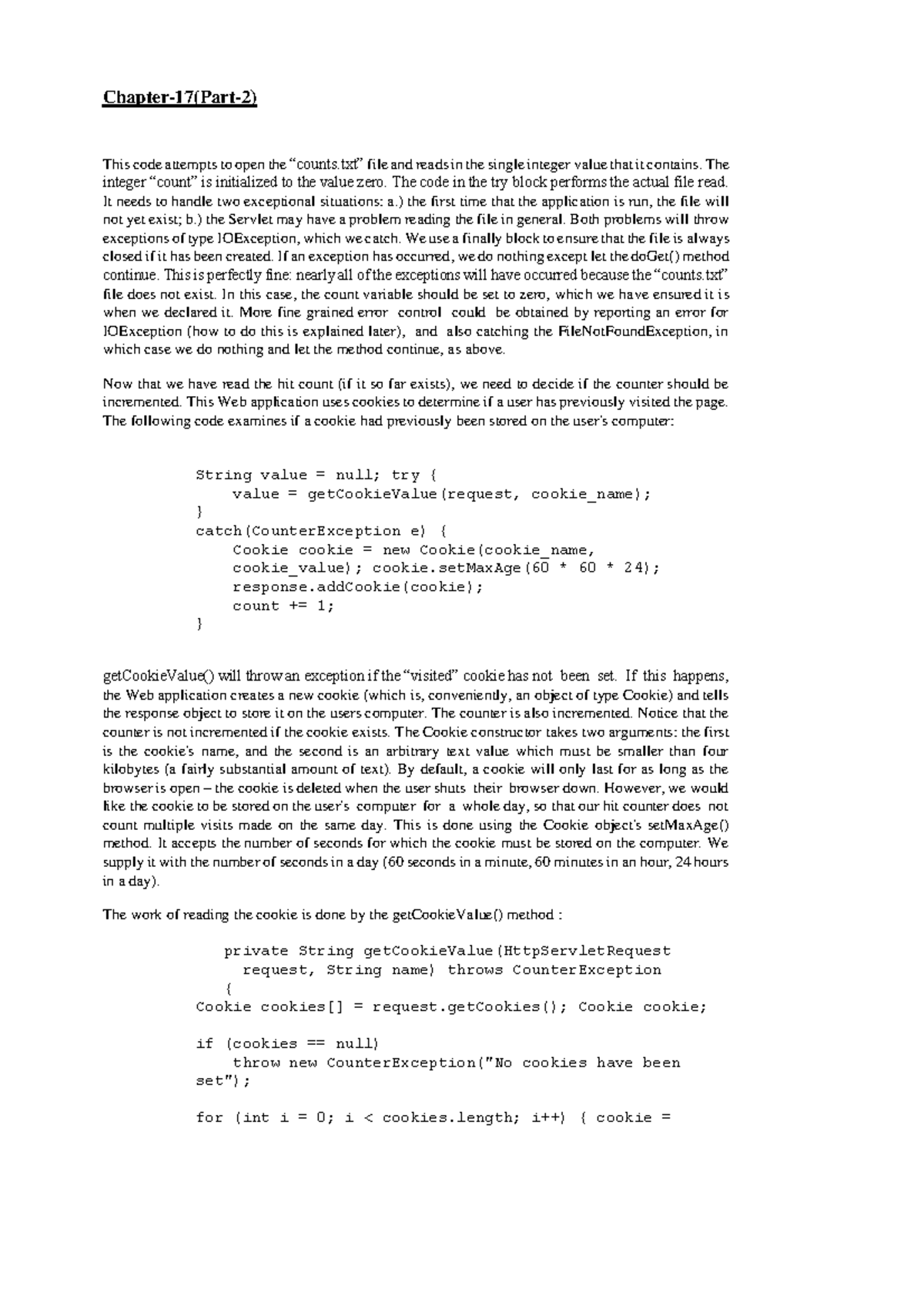 Web designing Chapter-17(Part-2) - Chapter-17(Part-2) This code attempts to open the “counts ...