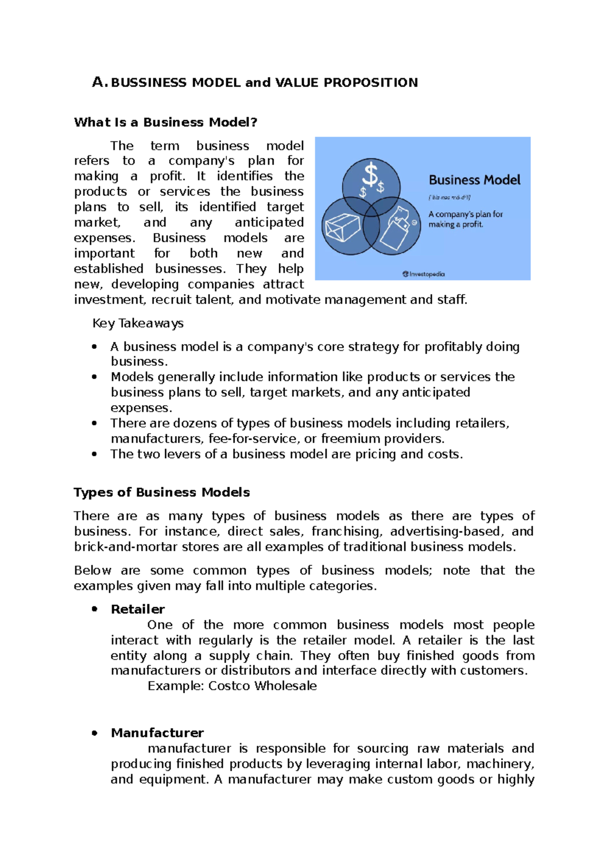 Bussiness Model and Value Proposition - A. BUSSINESS MODEL and VALUE ...