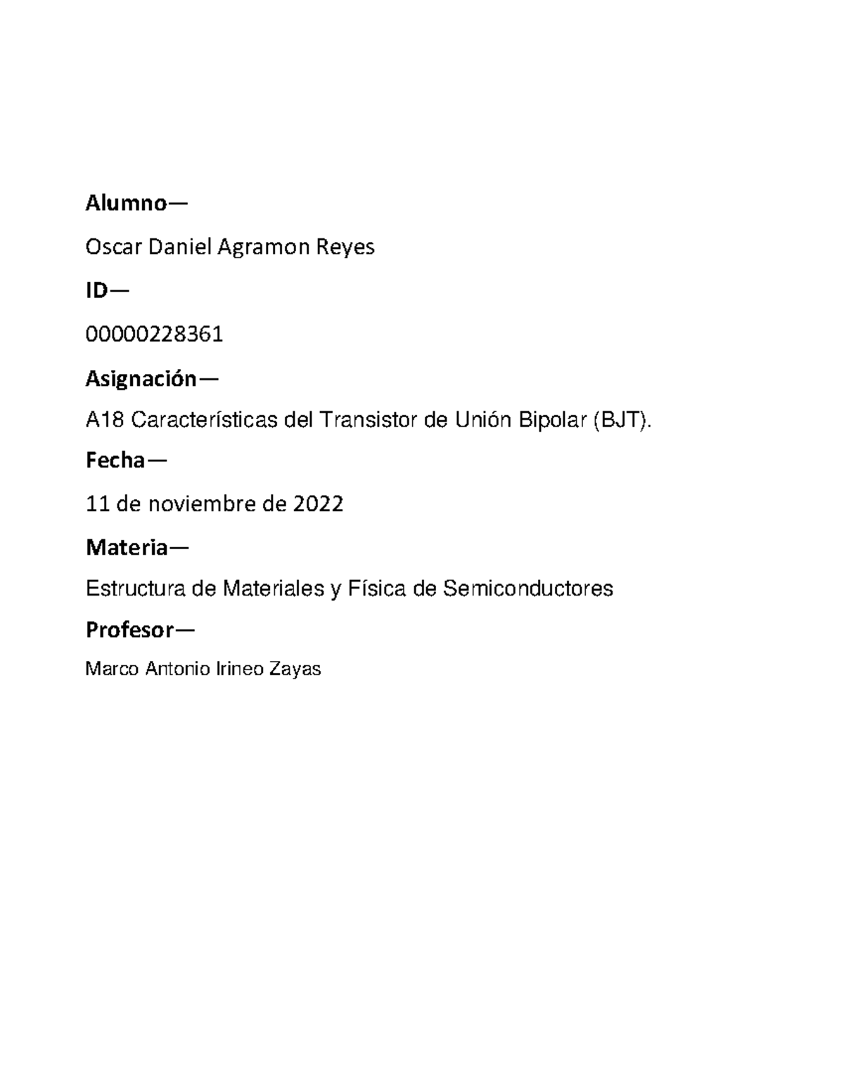 A18 Características del Transistor de Unión Bipolar 228361 - Alumno ...
