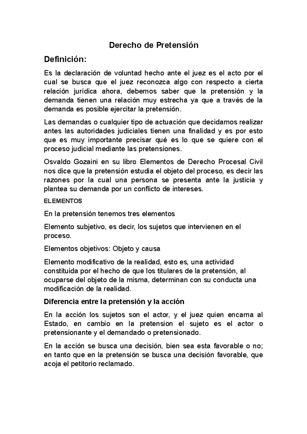 Derecho de Pretensión - Derecho de Pretensión Definición: Es la ...