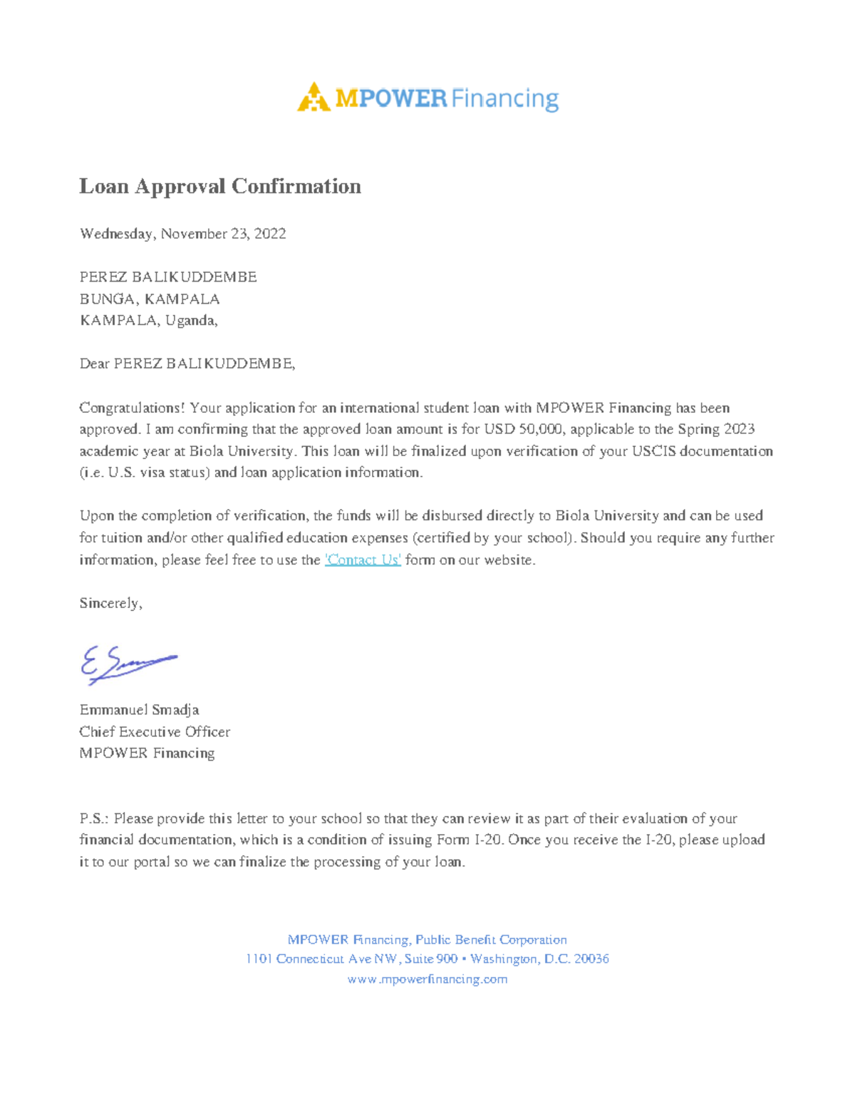 Support Letter - VISA - Communication Skills (CSK 1102 ...