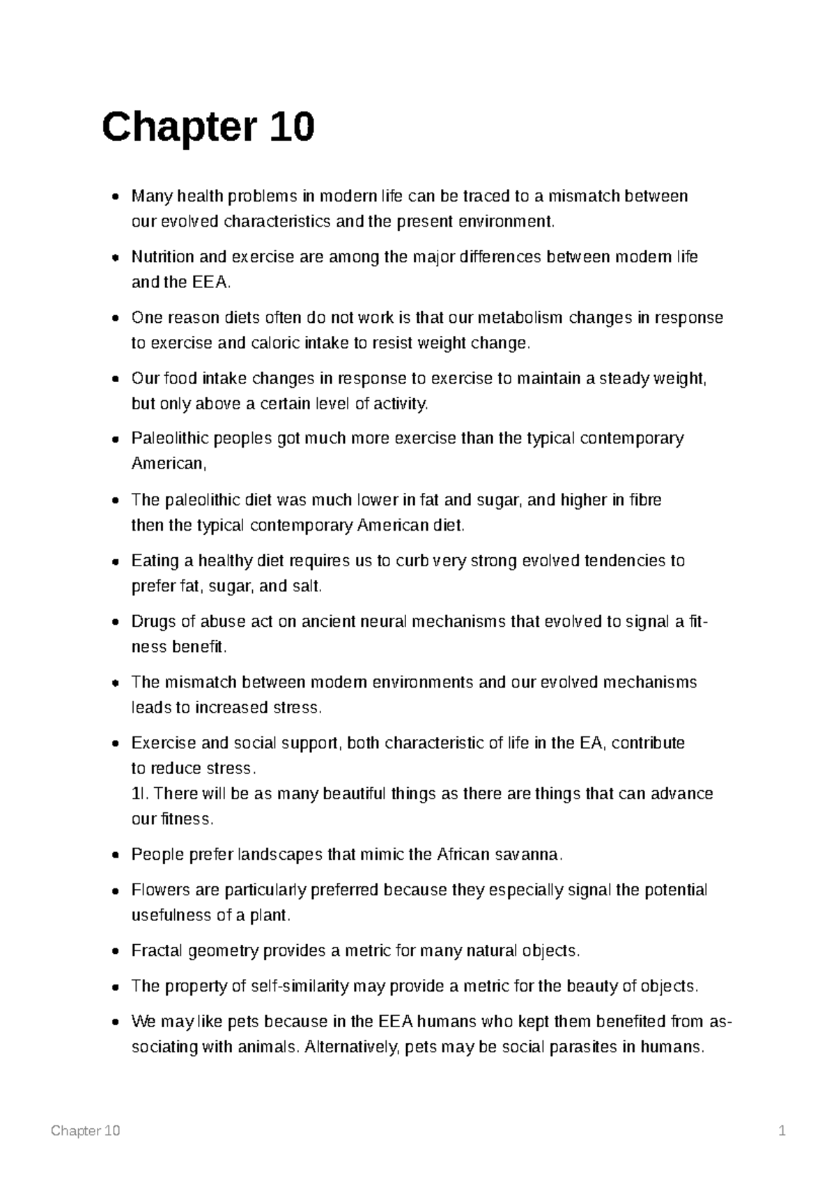 Chapter 10 Summary - Chapter 10 1 Chapter 10 Many health problems in modern life can be traced ...