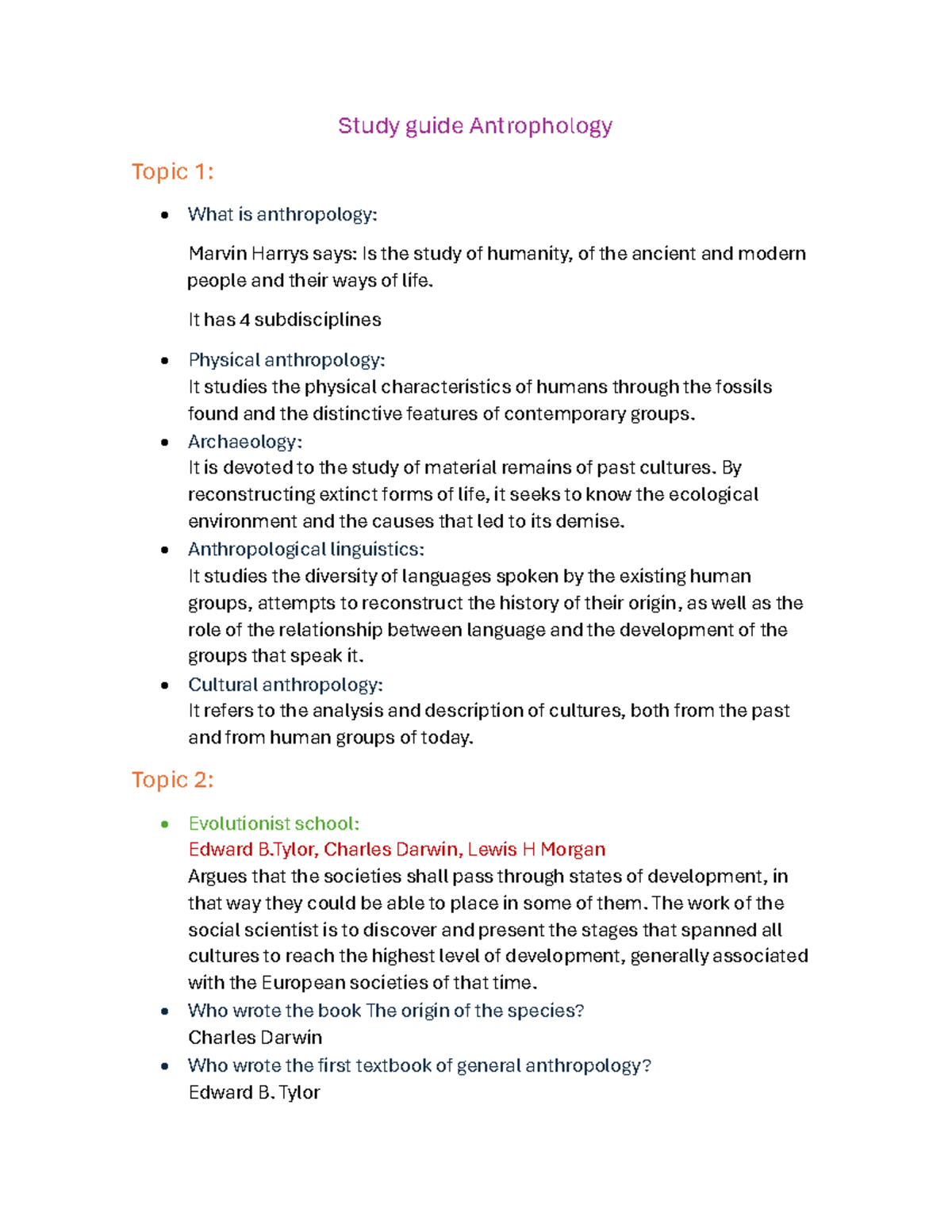 Study guide Antrophology Module 1 - Study guide Antrophology Topic 1 ...