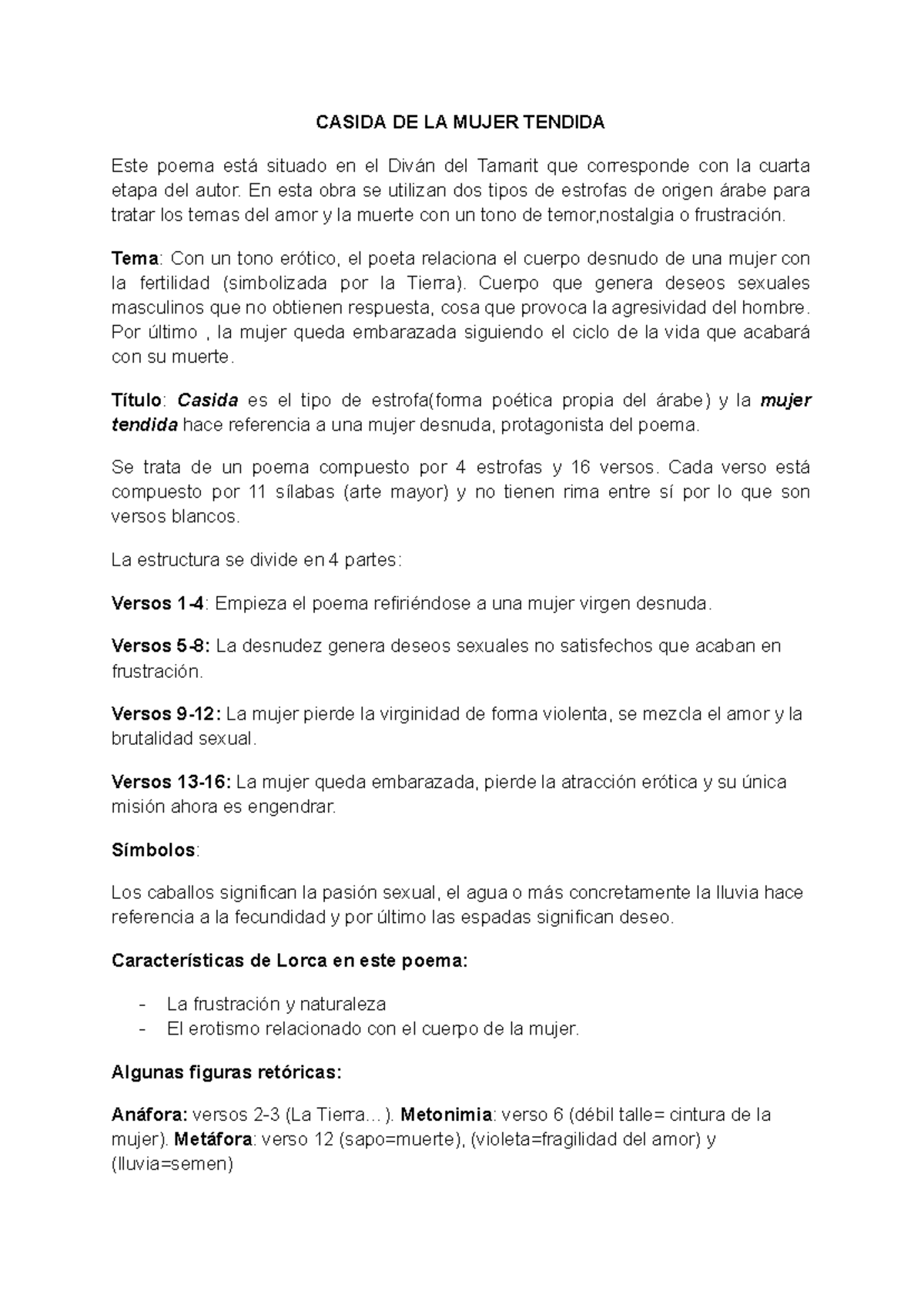 Casida DE LA Mujer Tendida - CASIDA DE LA MUJER TENDIDA Este poema está ...