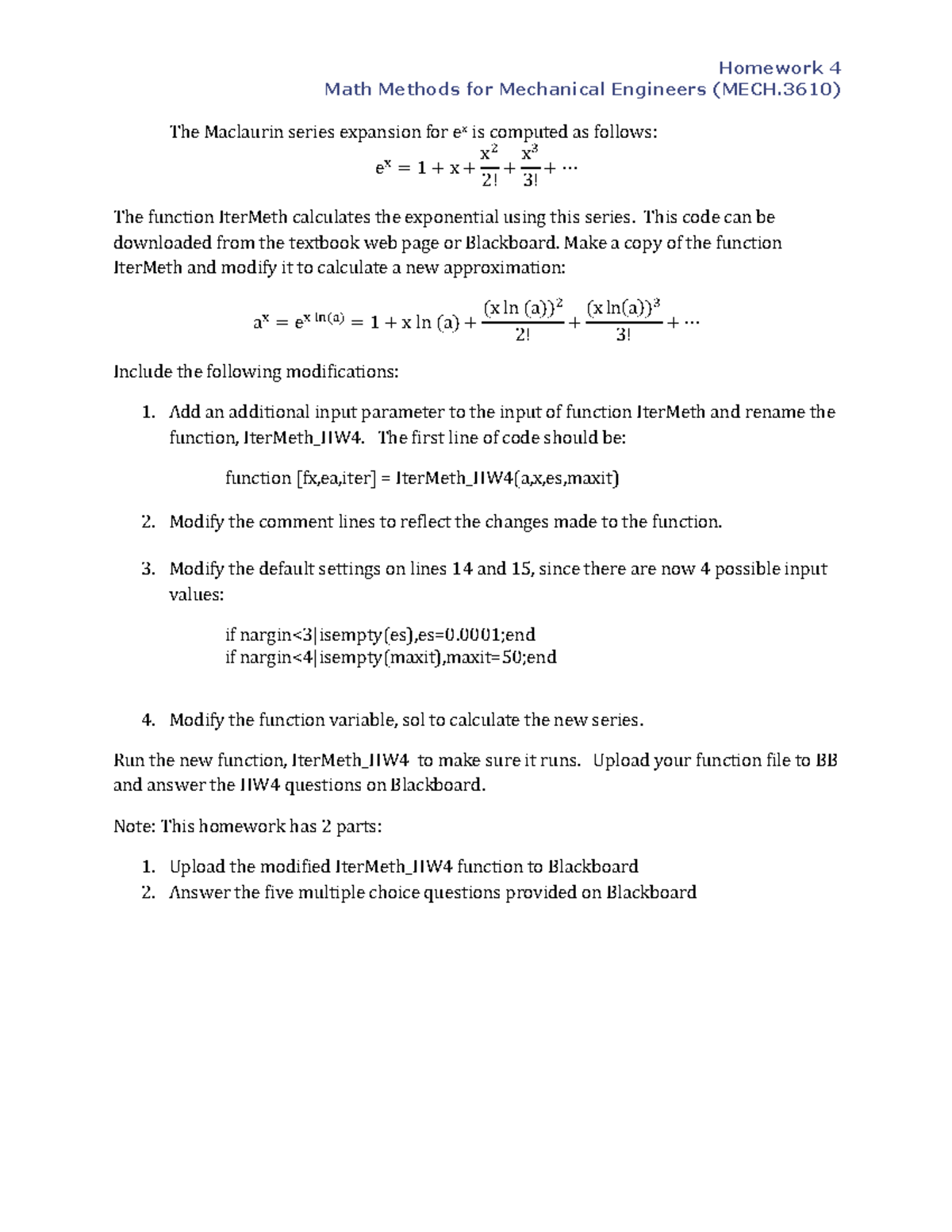 Math Methods Homework 4 - Homework 4 Math Methods for Mechanical ...