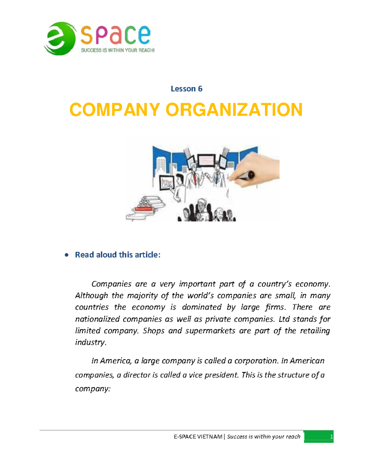 Lesson 6 - Practice materials for communication - Lesson 6 COMPANY ...