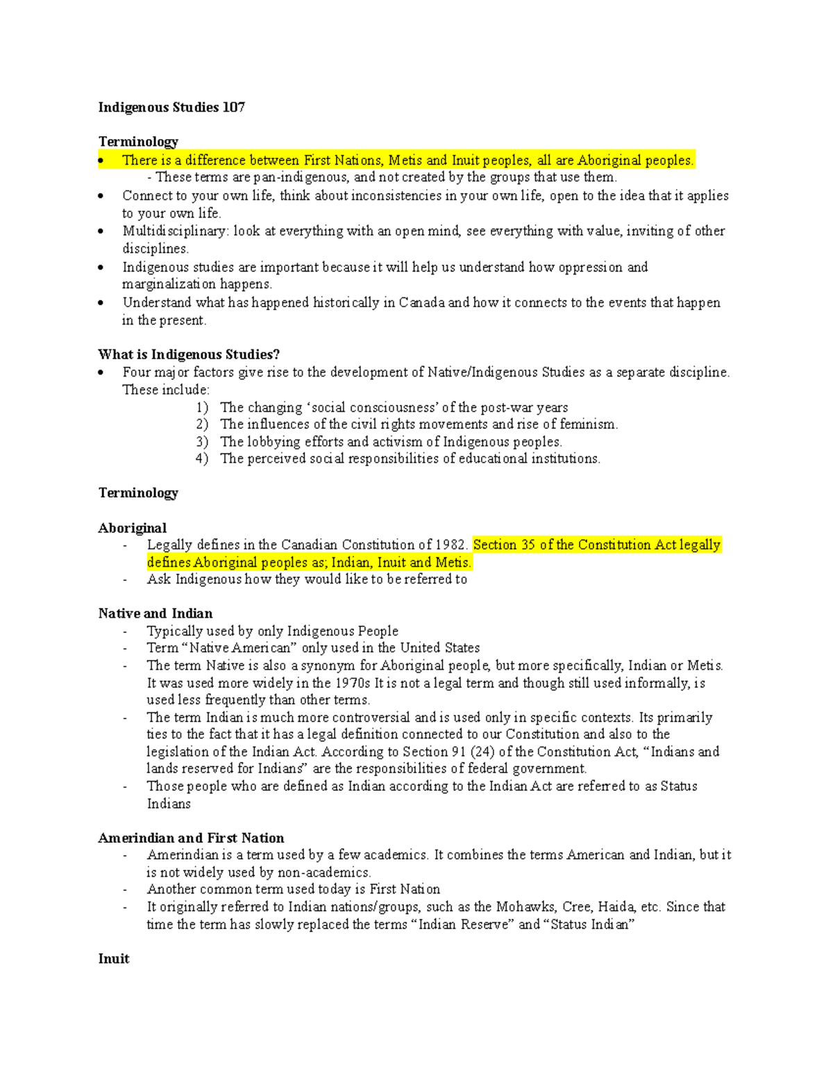 INDG 107 - Lecture 1 - Indigenous Studies 107 Terminology There is a ...