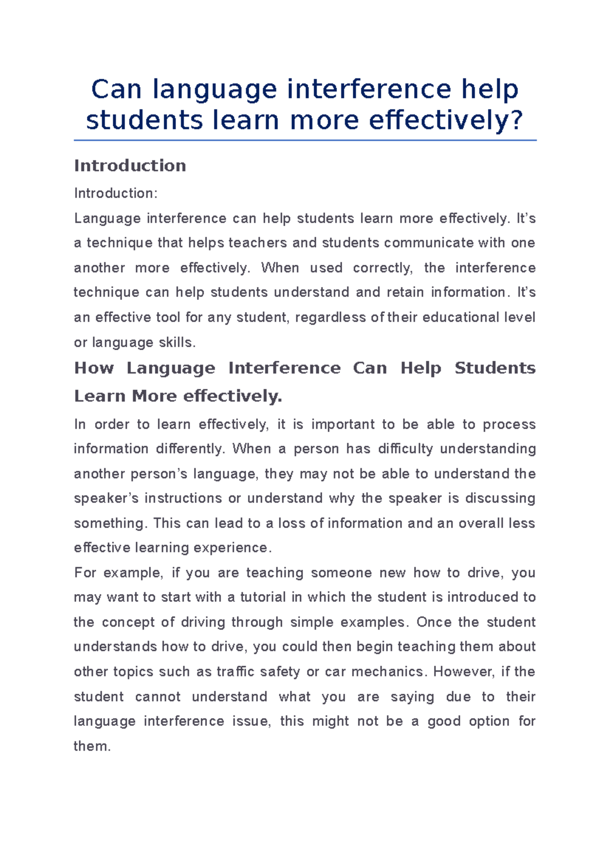Can language interference help students learn more effectively - Can ...