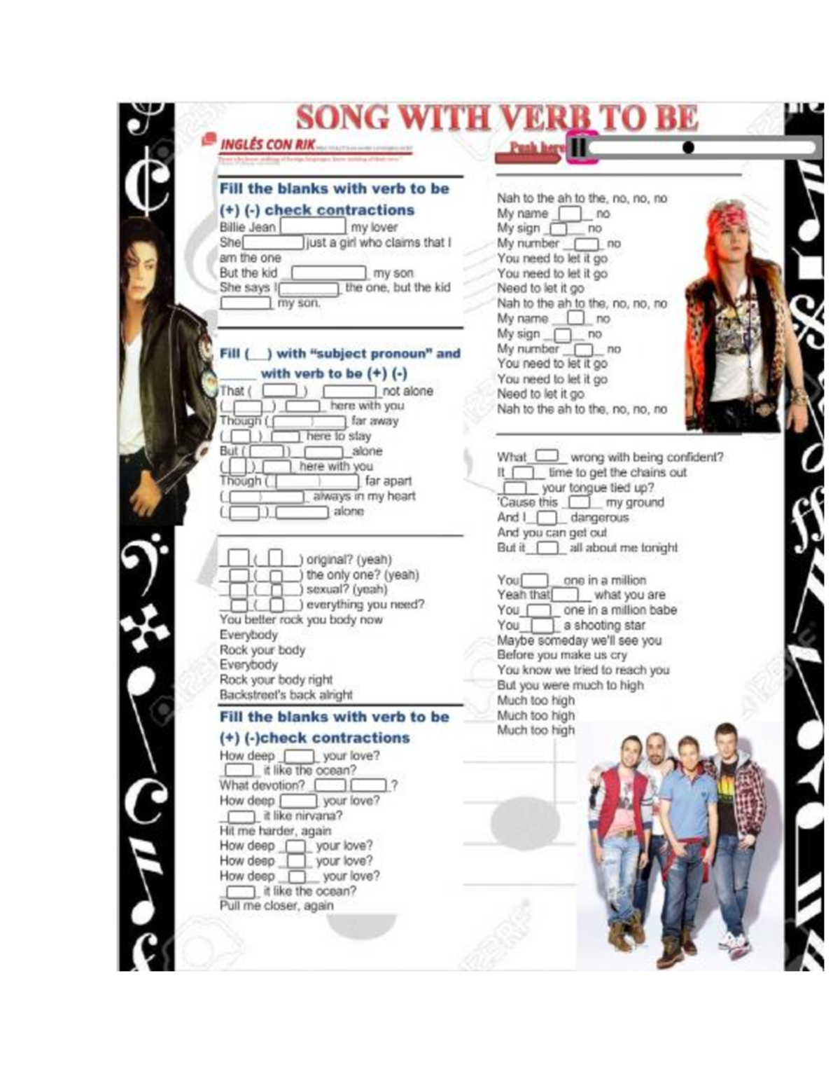 Songs VERB TO BE - Apuntes 1 - Ingles tecnico - UMSS - Studocu