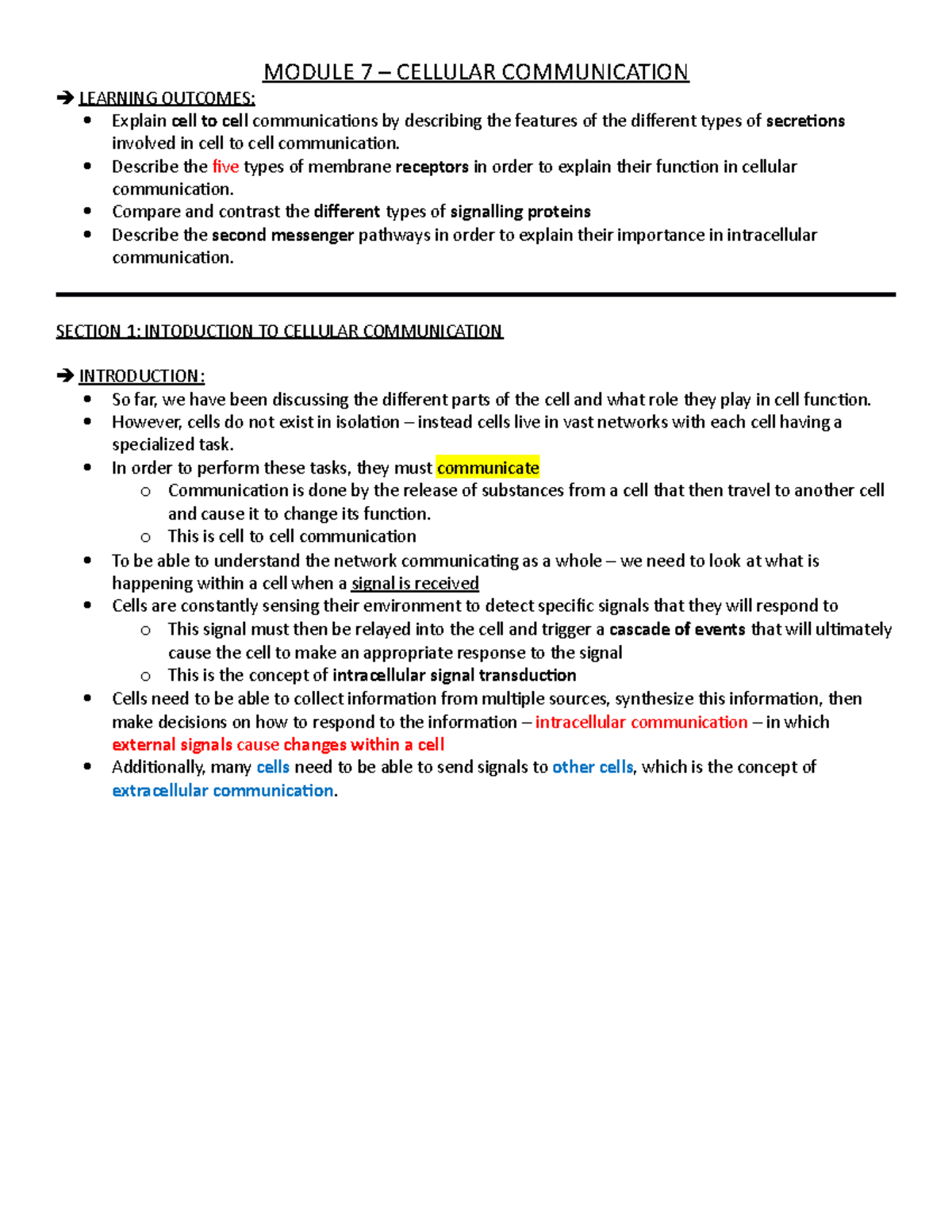 Module 7 - cellular communication - MODULE 7 – CELLULAR COMMUNICATION ...