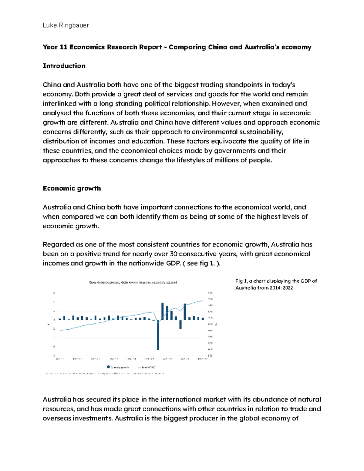 Economics report Luke Ringbauer - Luke Ringbauer Year 11 Economics ...