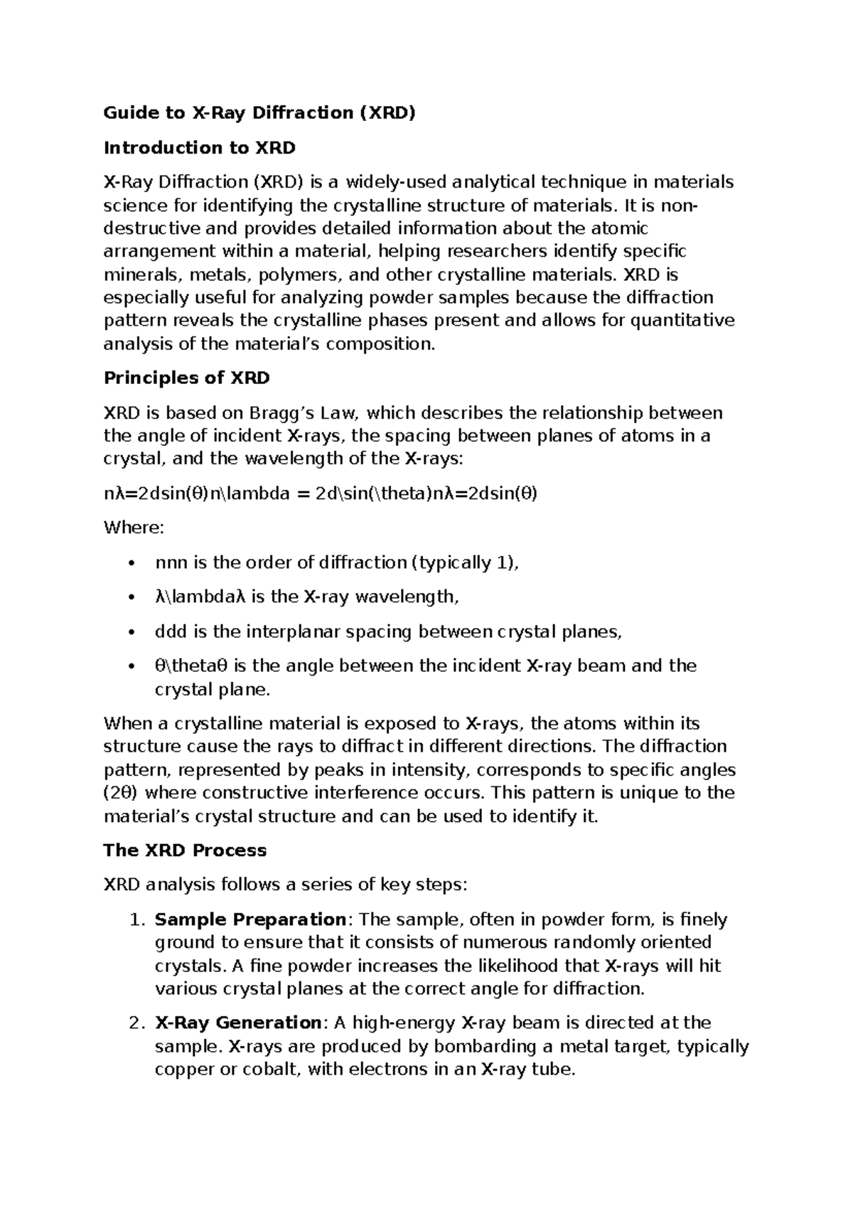 XRD - Introduction to XRD. - Guide to X-Ray Diffraction (XRD ...