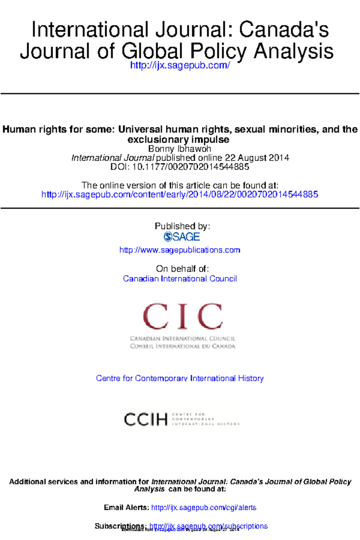 HRs For Some Sexual Minorities - ijx.sagepub/ Journal of Global Policy ...