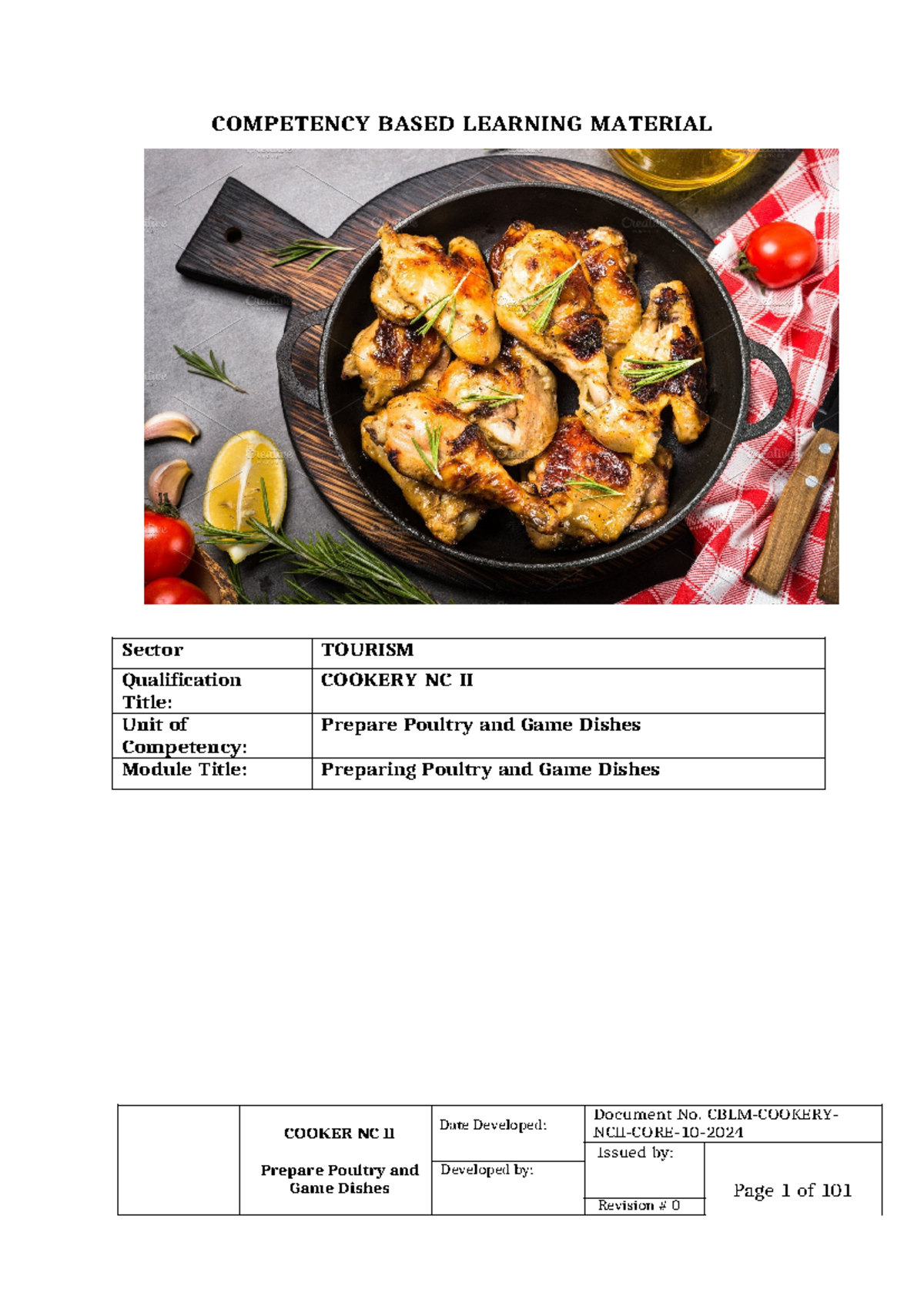 COK CBLM Poultry - COOKER NC II Prepare Poultry and Game Dishes Date ...