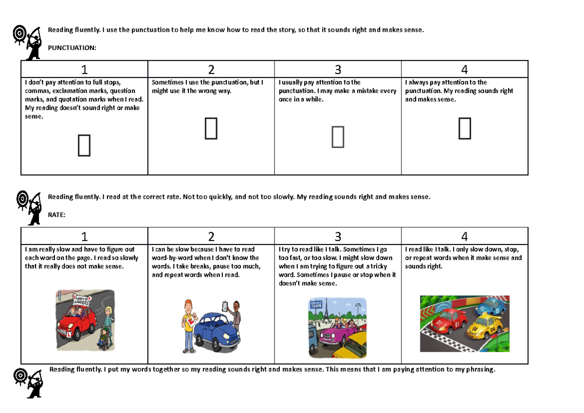 Child-Fluency-Rubric - Reading fluently. I use the punctuation to help ...