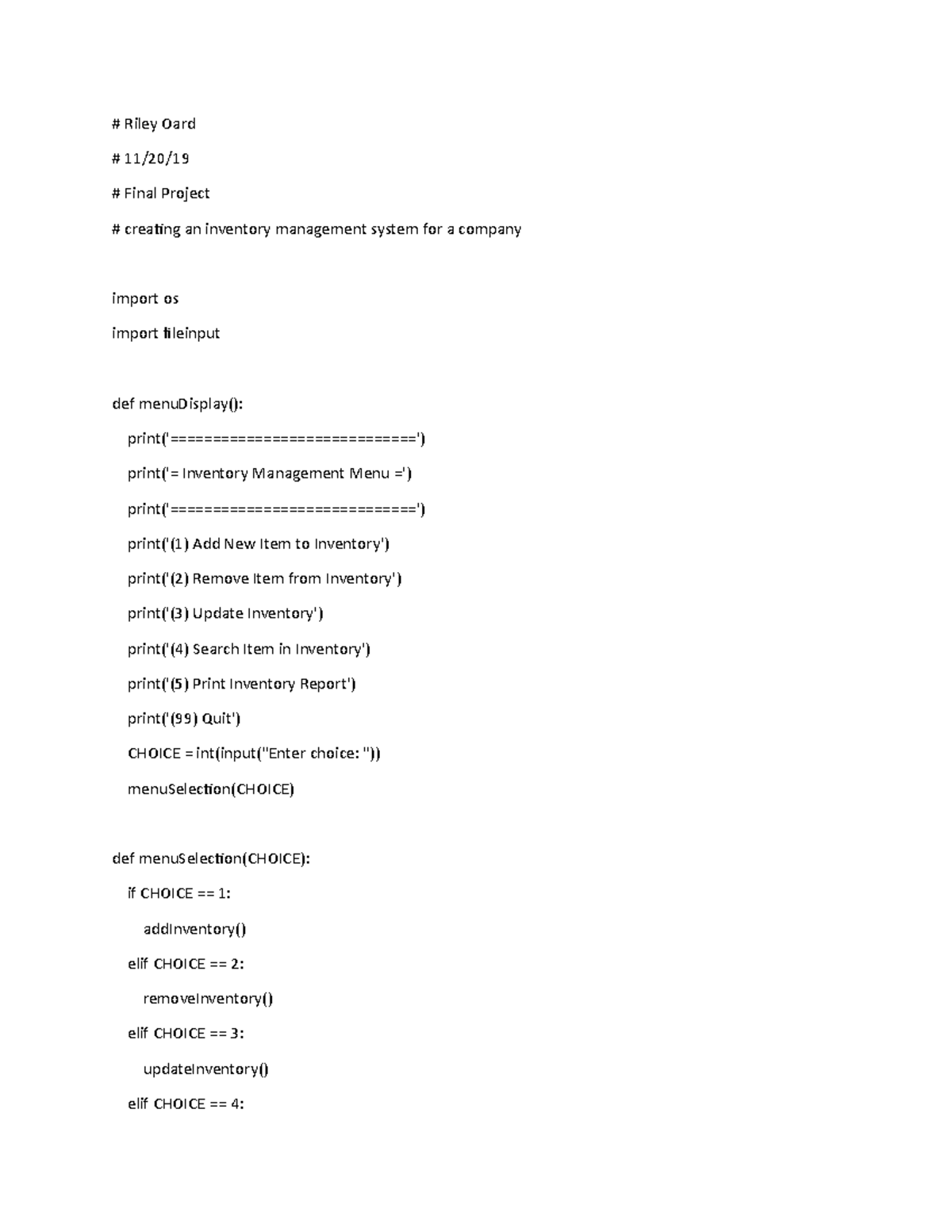 Cod main Script Lab 5 - Riley Oard 11/20/ Final Project creating an ...