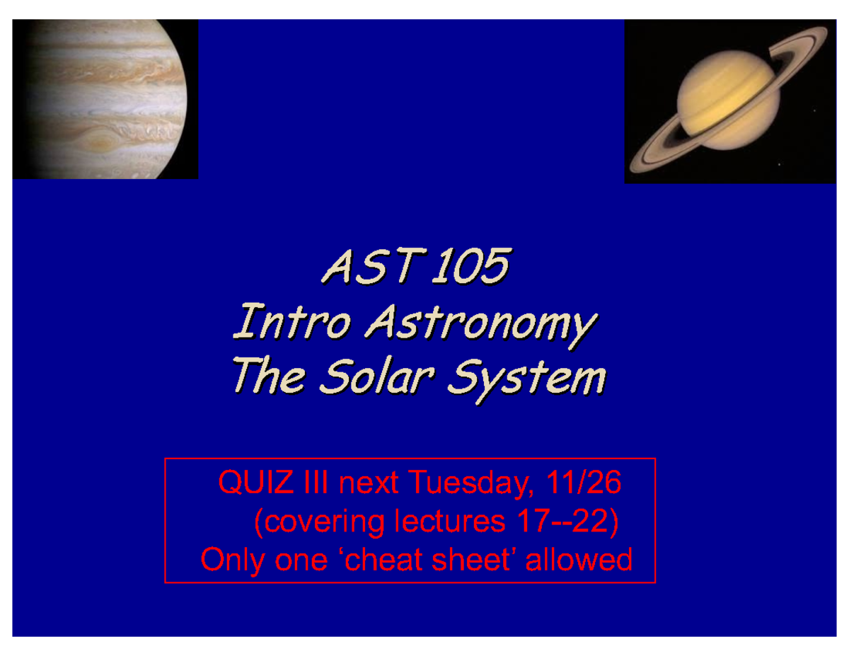 LECT21 prev - Lecture 21 slide preview - AST 105 Intro Astronomy The ...