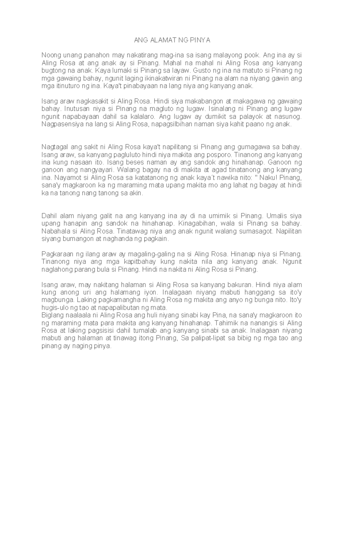 ANG Alamat NG Pinya - ANG ALAMAT NG PINYA Noong unang panahon may ...