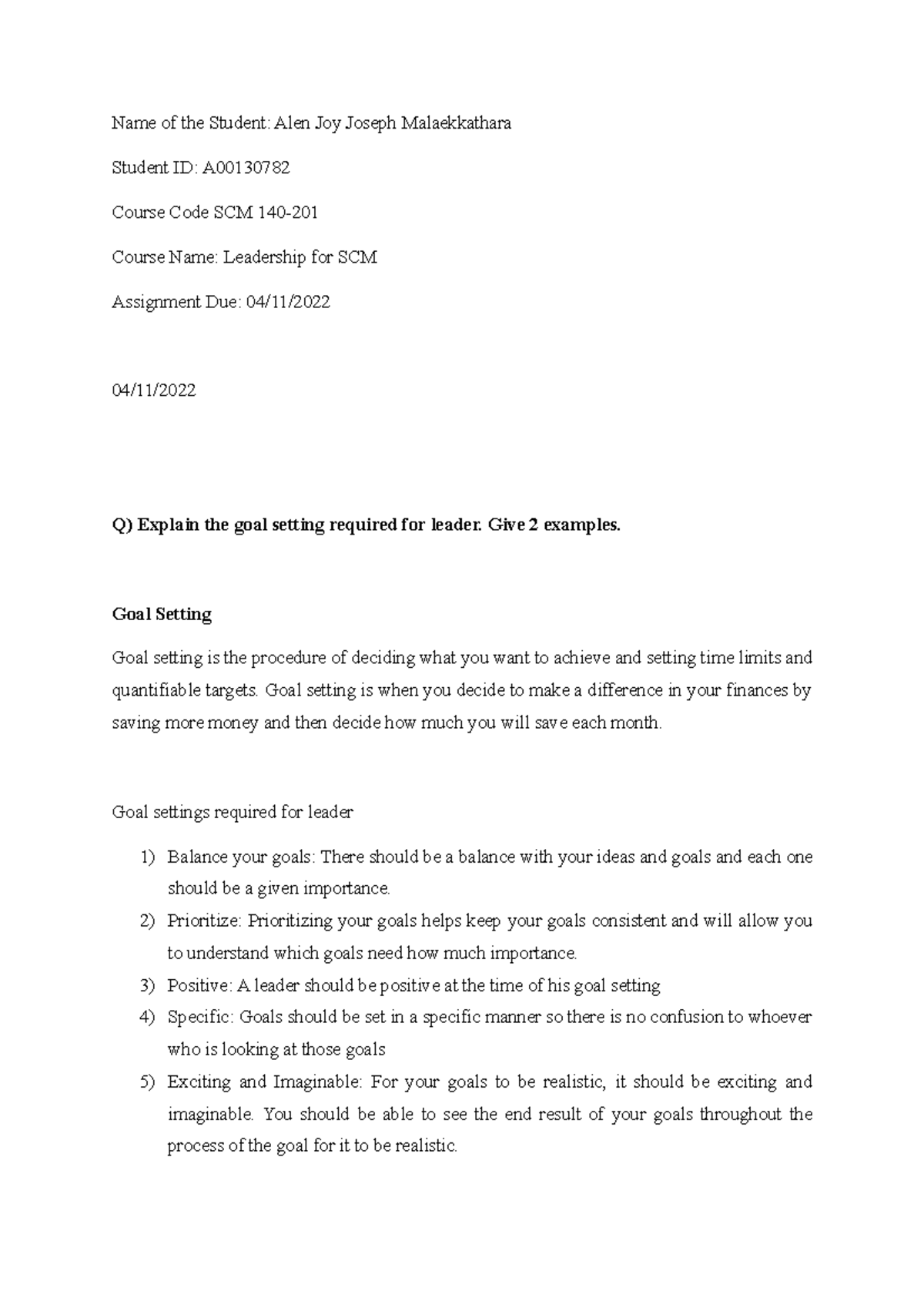 Leadership for SCM 7 - Assignment on Supply Chain - Name of the Student ...