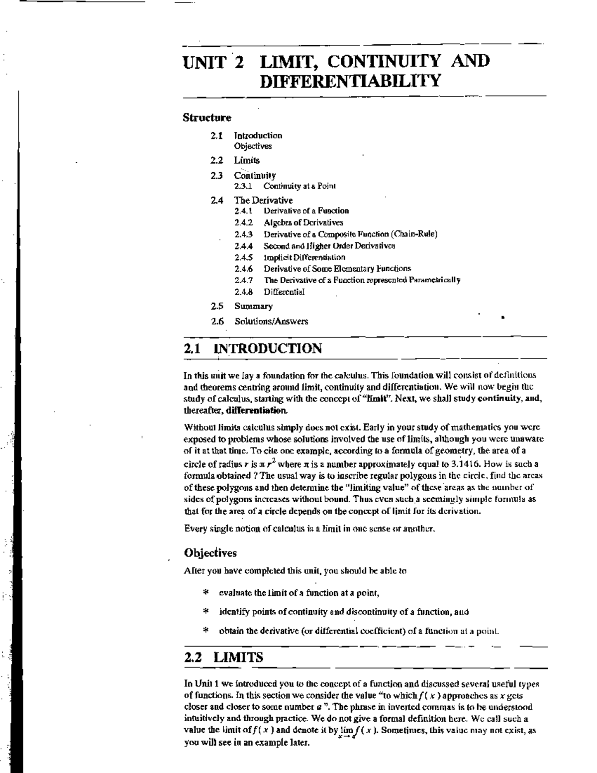 Unit-2 - Summary Calculus + Geometry And Vector Analysis - UNIT '2 LIMIT, CONTINUITY AND - Studocu