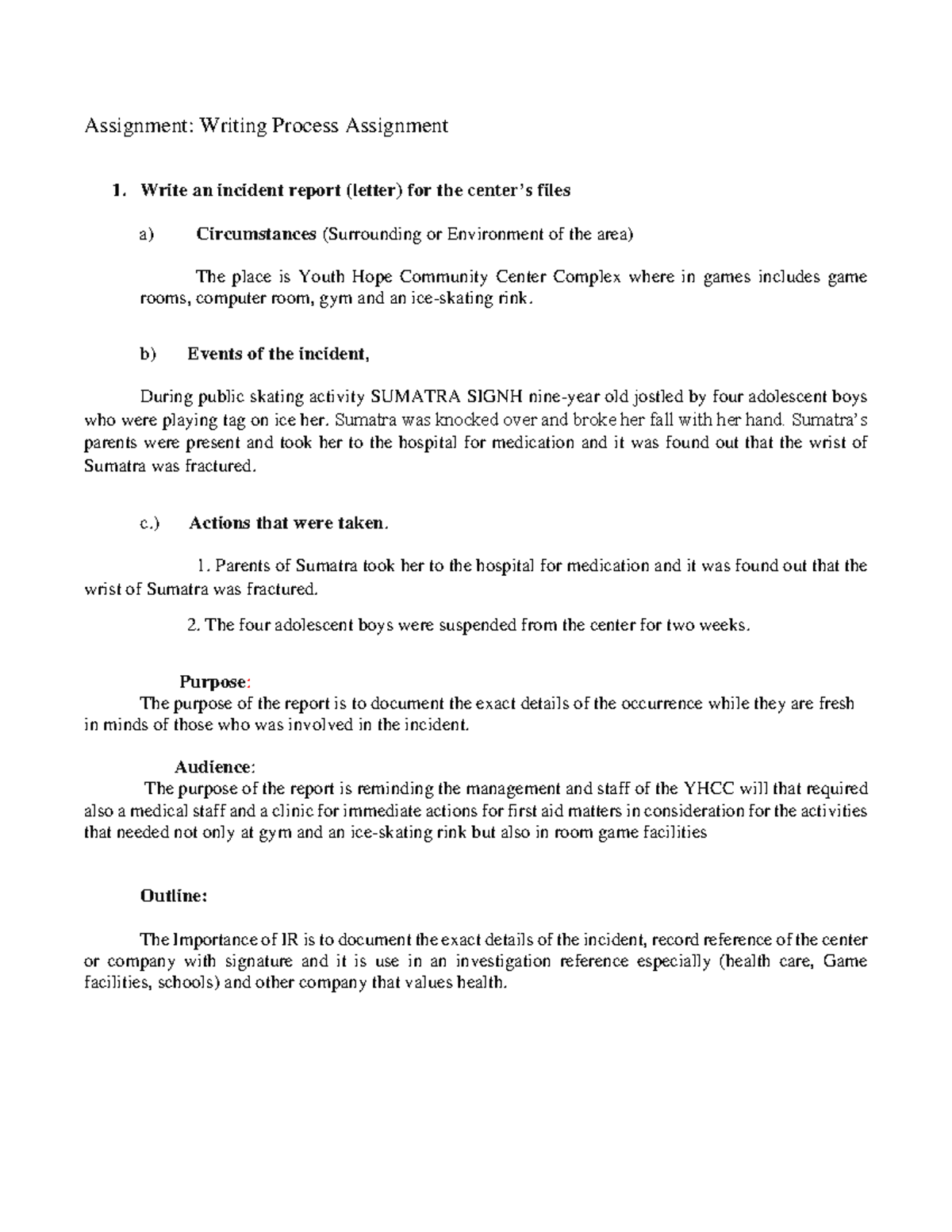 Writing process assignment - Assignment: Writing Process Assignment 1 ...