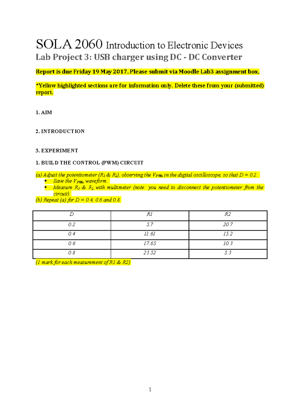 SOLA2060 Lab 3 report - Summary Introduction To Electronic Devices - SOLA 2060 Introduction to ...